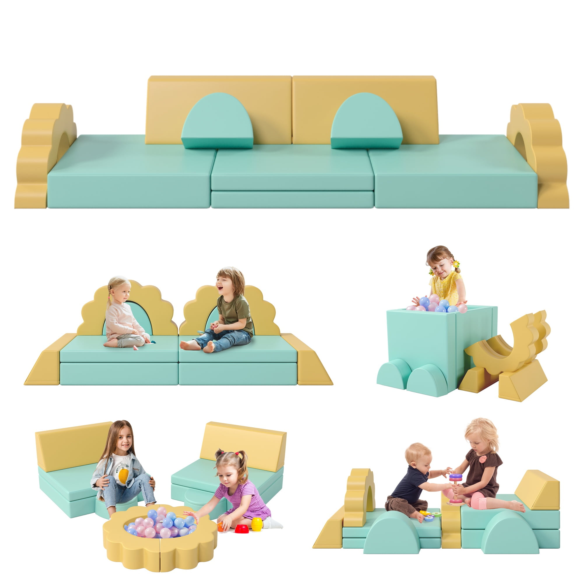 EUROCO 10PCS Kids Couch for Playroom, Baby Climbing Blocks for Nursery ...
