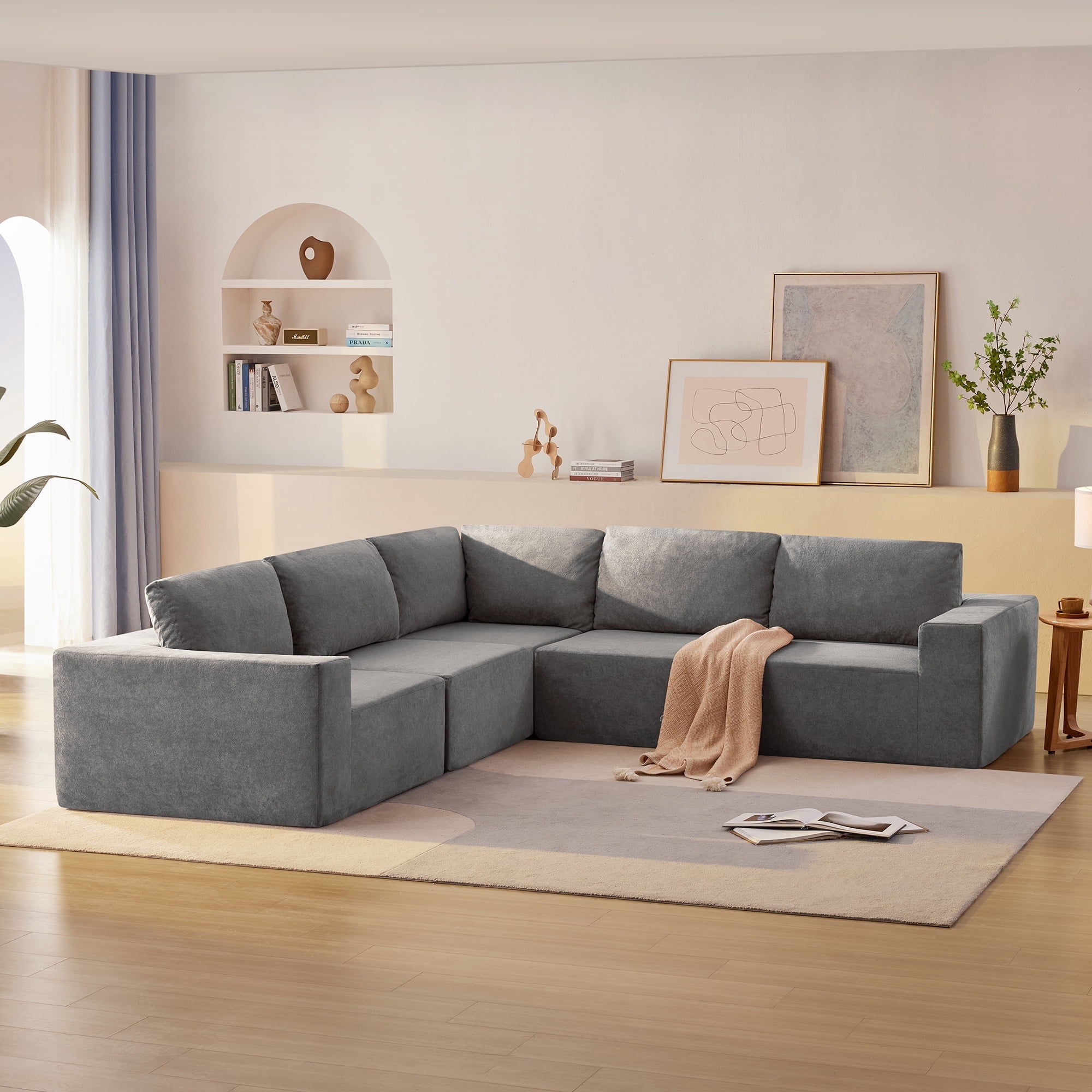 EUROCO 116" Oversized Modular Sectional Sofa, Convertible Sponge ...