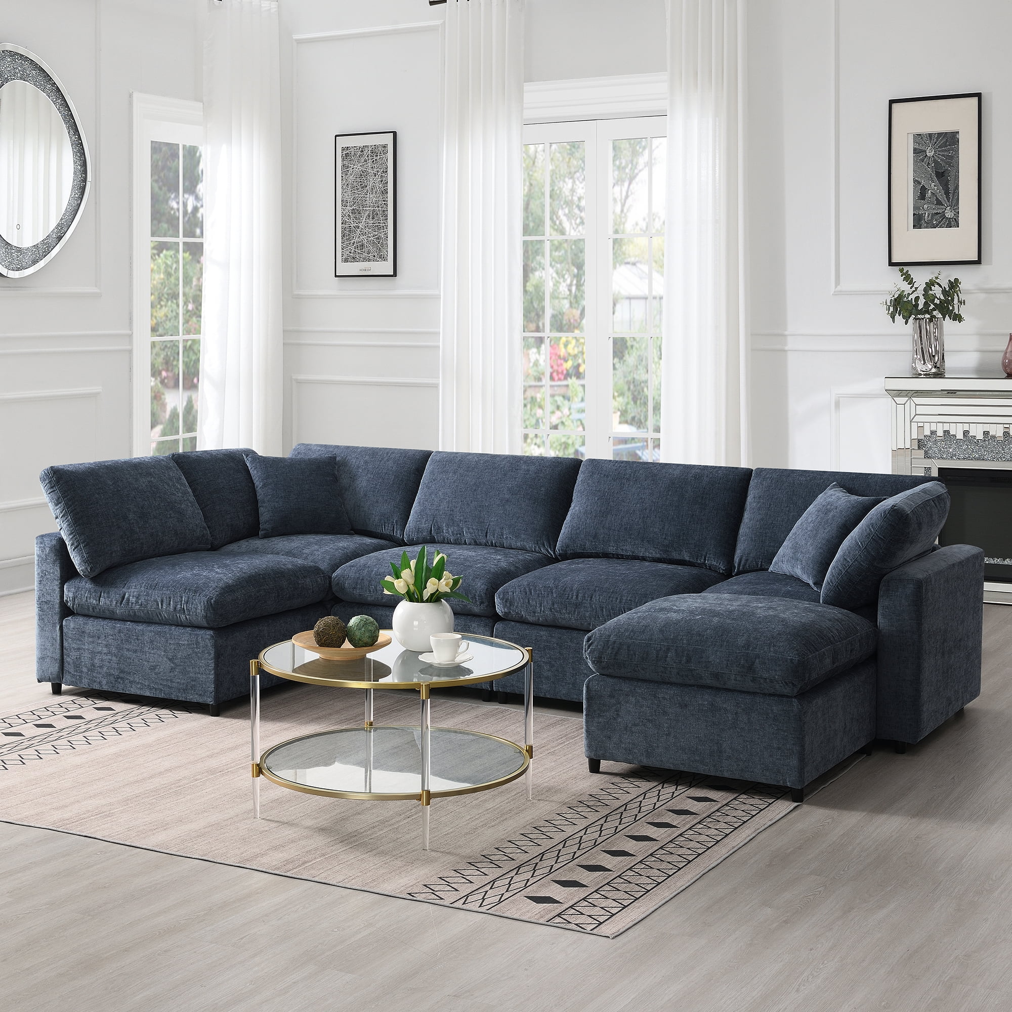 EUROCO U Shaped Sectional Sofa Couch - Modular Design - Walmart.com