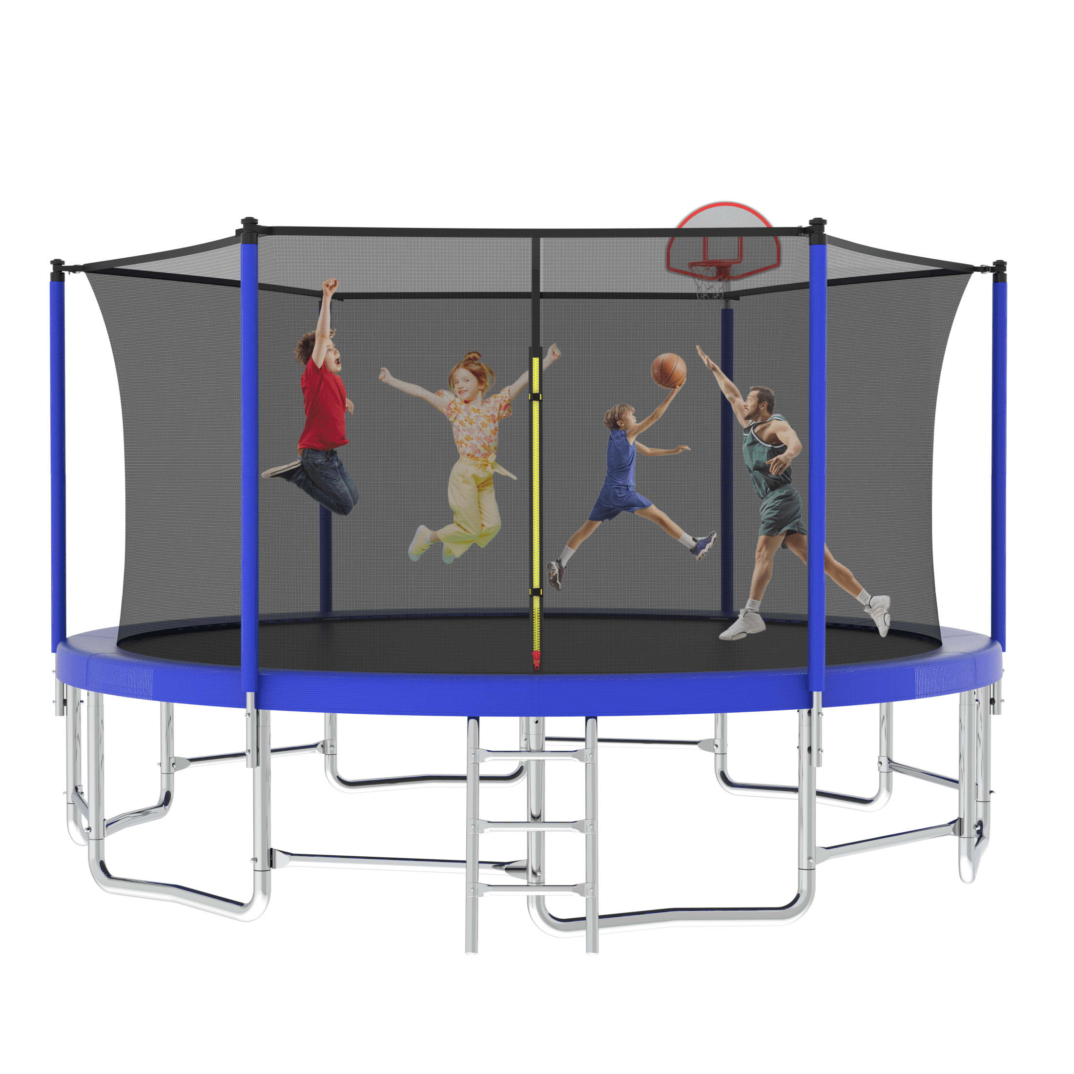 EUROCO 1320LBS 16ft Trampoline with Basketball Hoop, Outdoor Trampoline ...