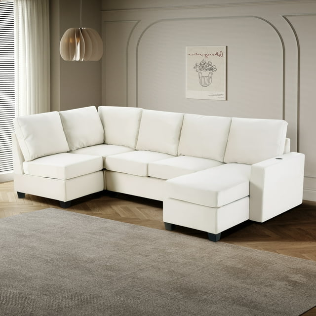 EUROCO 138" Longer Modular Couches and Sofas,5-seat Velvet Fabric ...