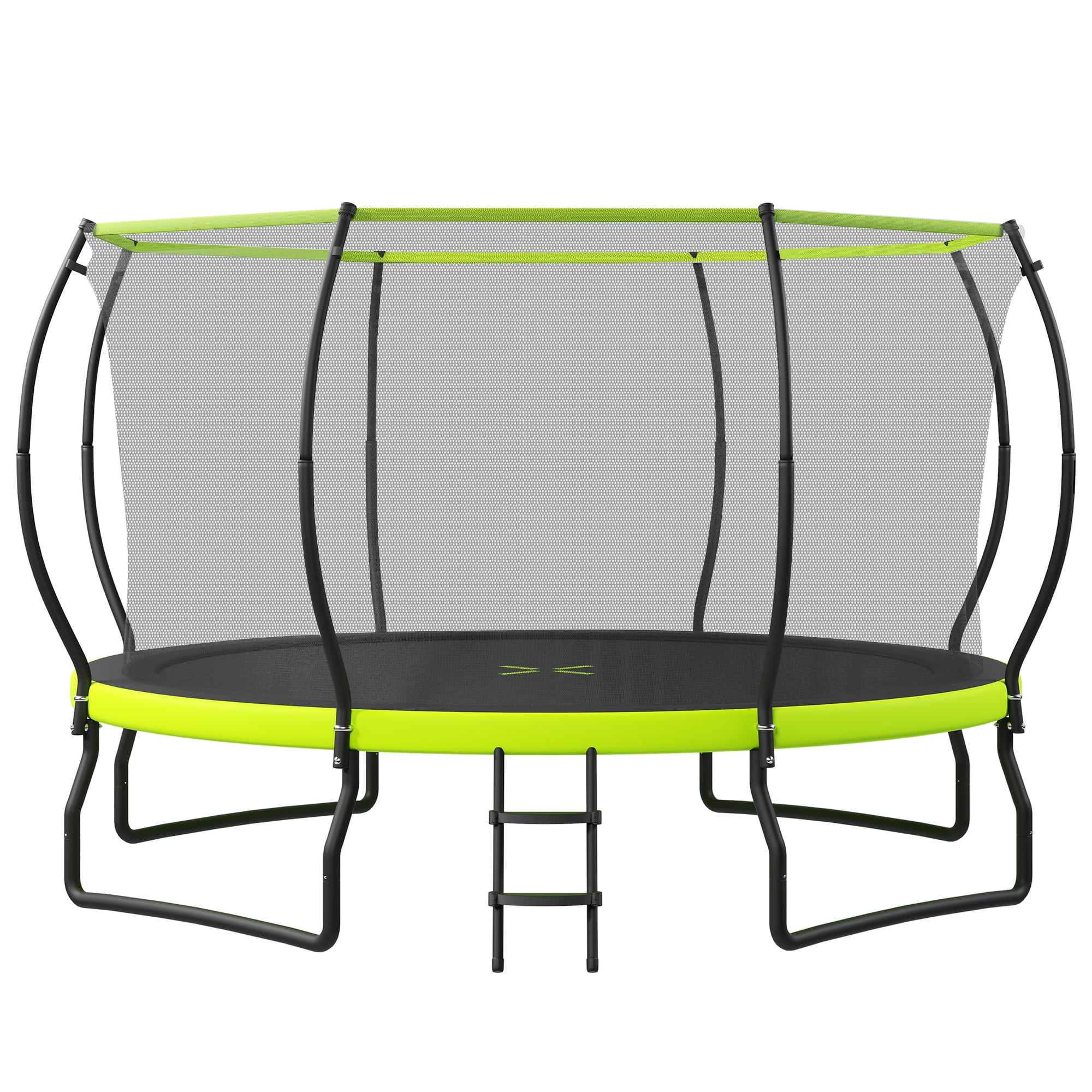 EUROCO 14FT Trampoline with Enclosure Net & 2-step Ladder, Outdoor ...