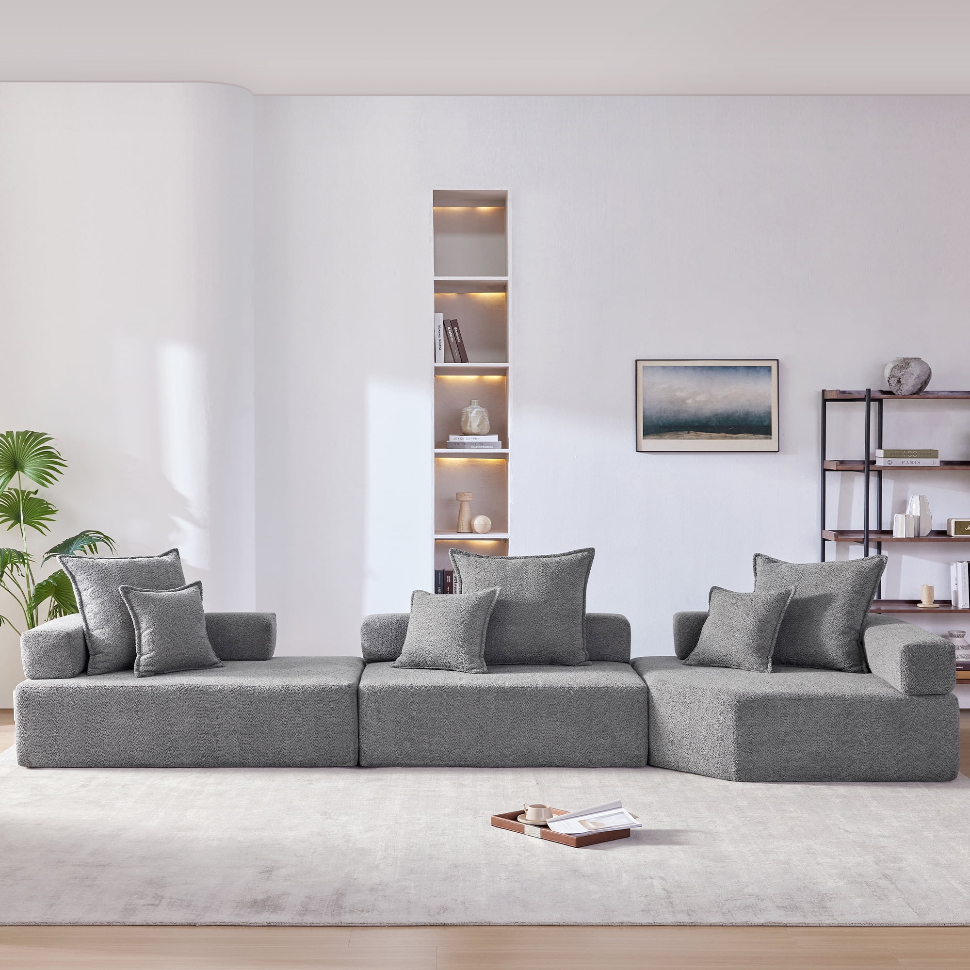 Free Shipping! Euroco 151.5 Oversized U Shaped Sectional Sofa, Boucle ...