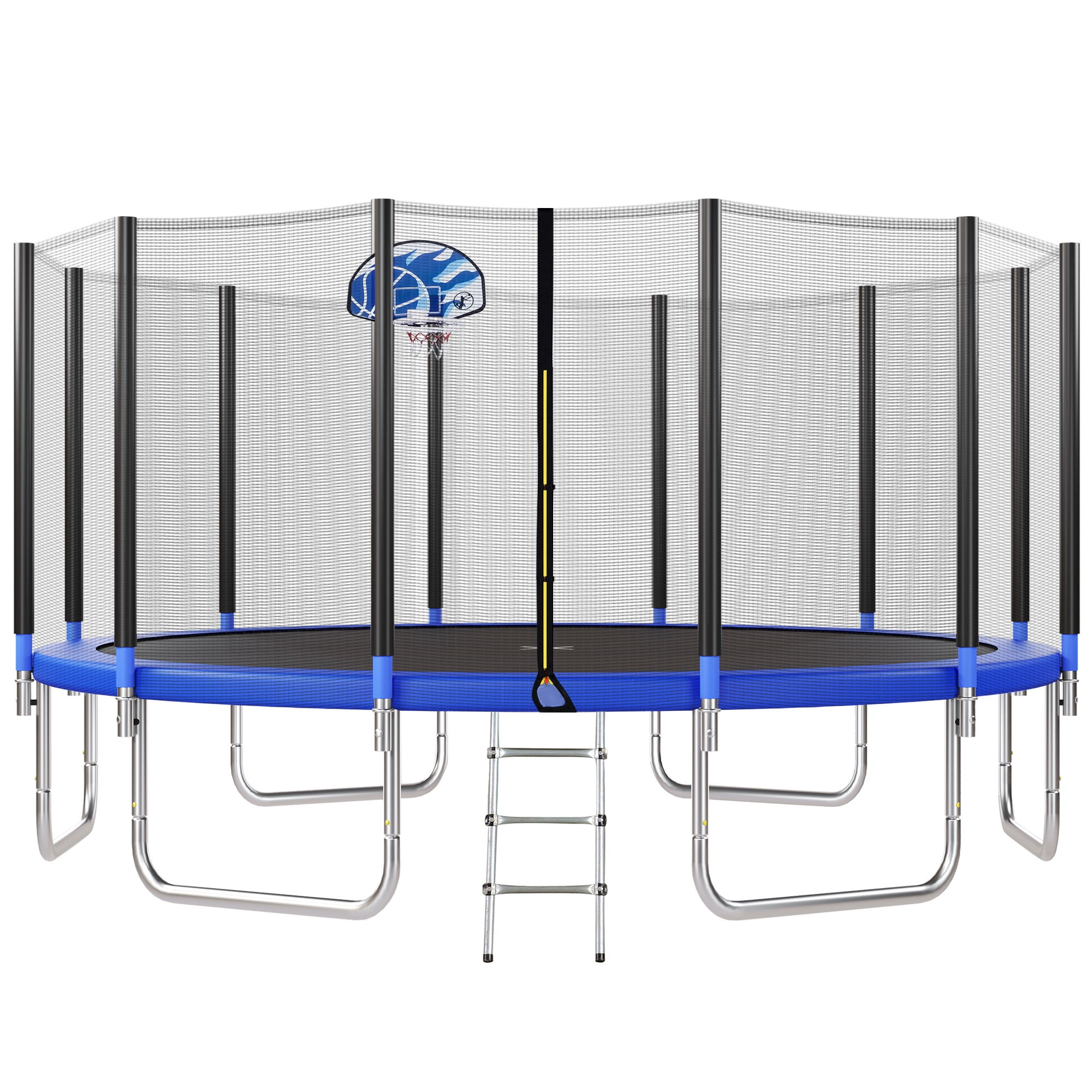 EUROCO 16FT Trampoline for Kids with Safety Enclosure Net, Basketball ...