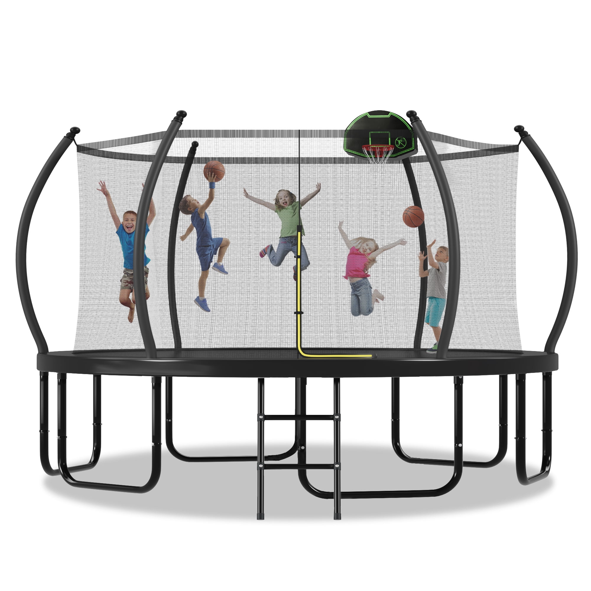 EUROCO 16FT Trampoline with Basketball Hoop & Ladder, 1500LBS Outdoor ...