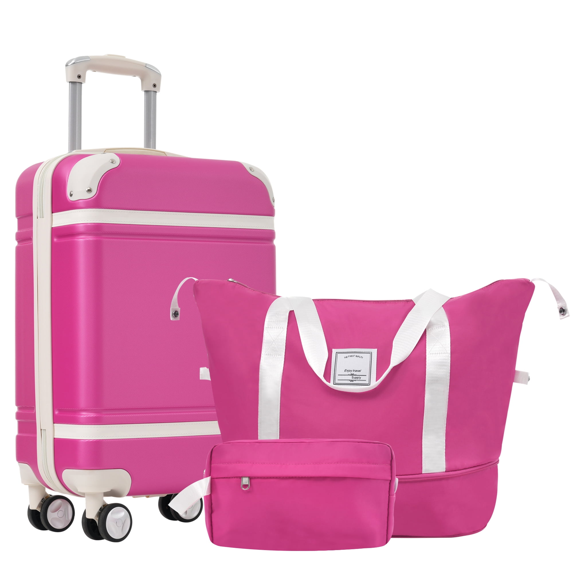EUROCO 3-Piece Luggage Sets with Bags, ABS Hard Case Suitcases with ...