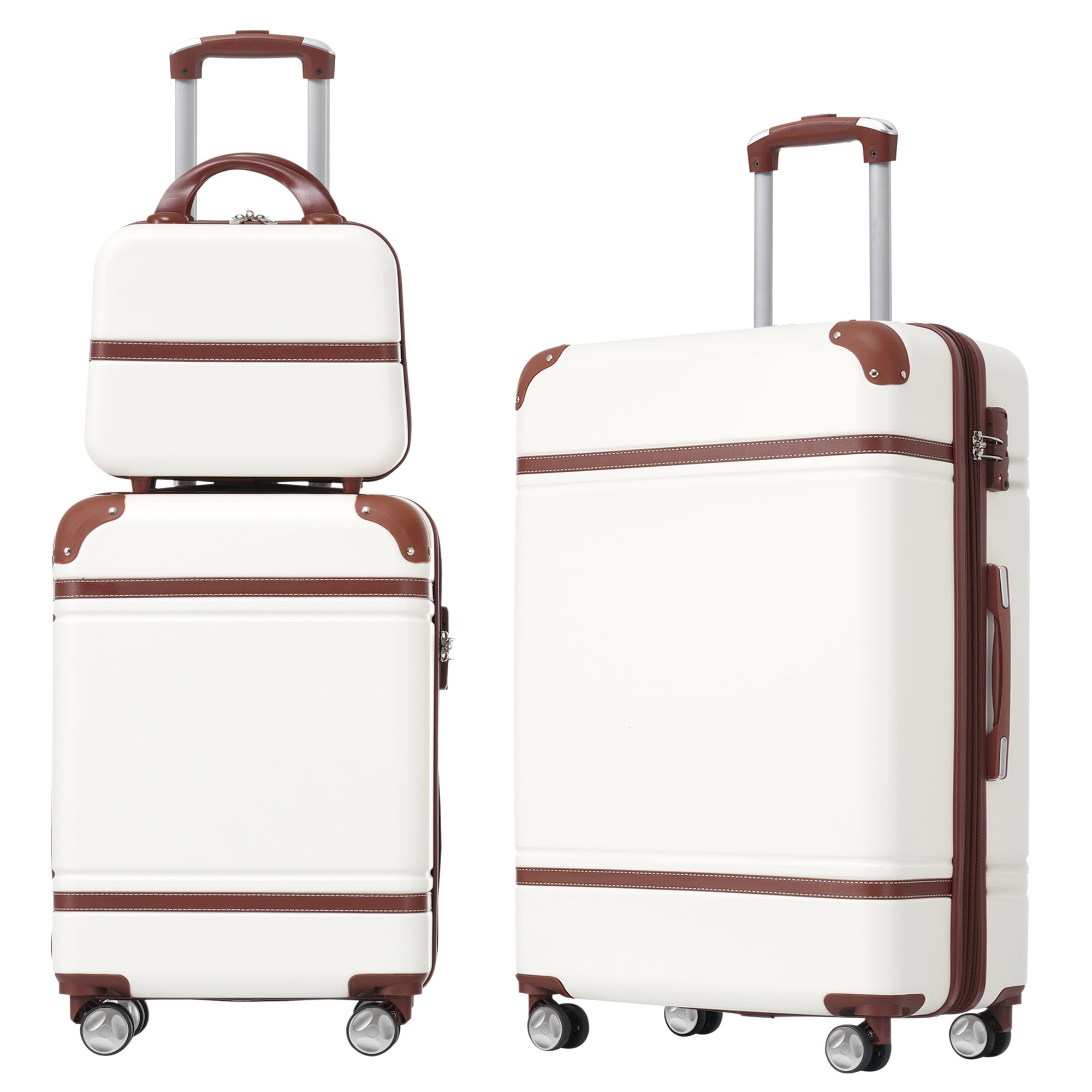 EUROCO 3 Piece Luggage Sets, ABS Hardside Suitcase with Cosmetic Case ...