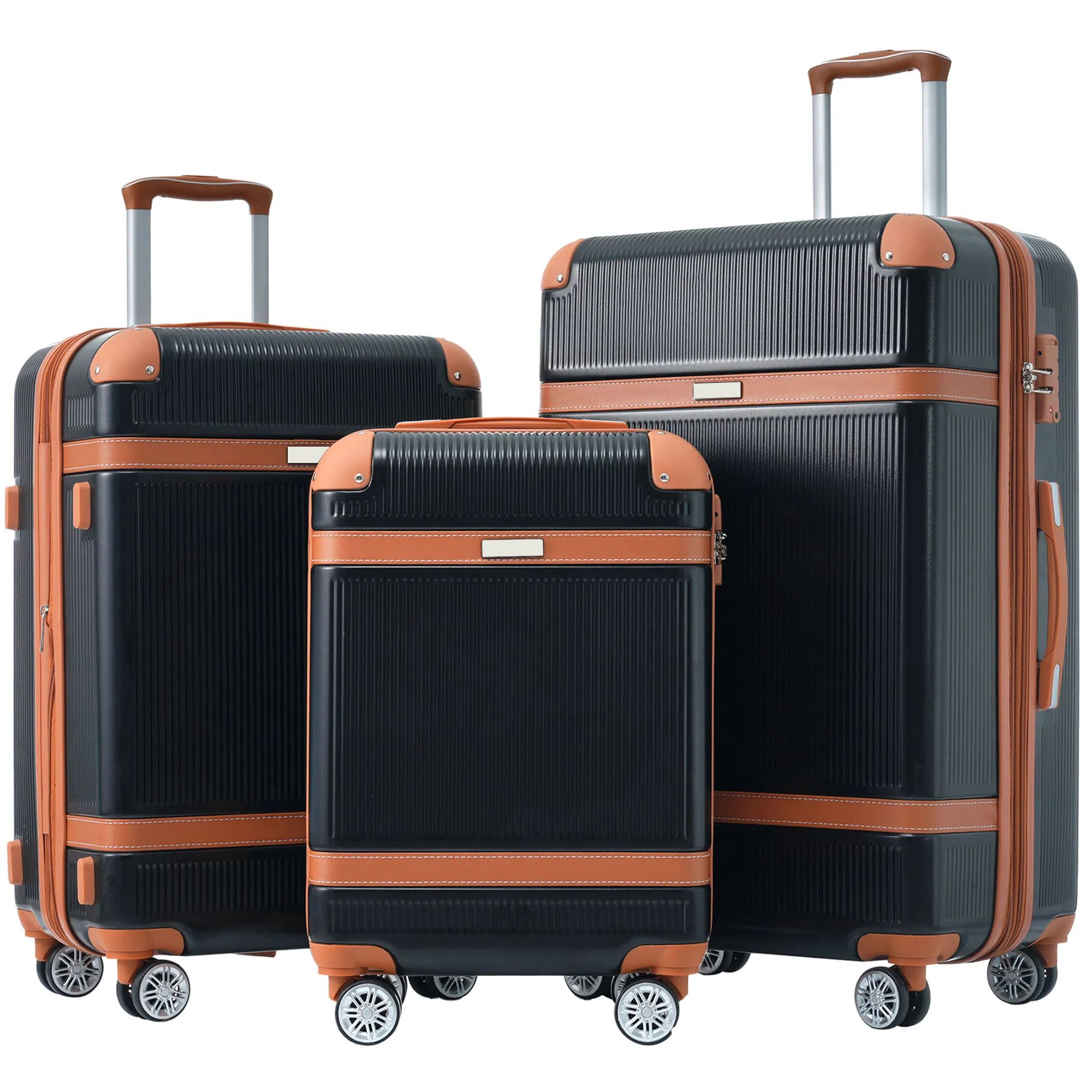 EUROCO 3 Piece Luggage Sets, Expandable ABS Hardside Suitcase with ...