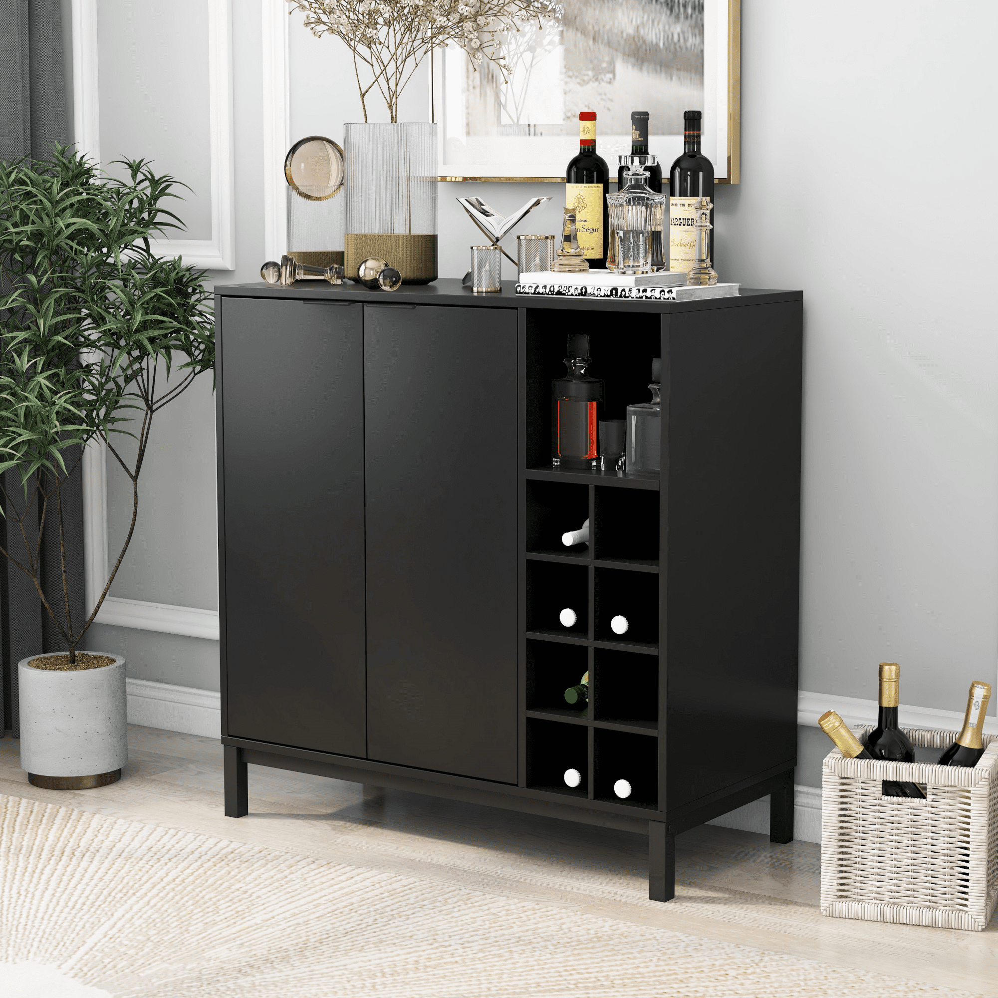 EUROCO 34" Kitchen Storage Cabinet,Buffet Server Cupboard,Floor ...