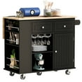 "EUROCO 40"" Portable Wooden Kitchen Island with Power Outlet, Drop ...