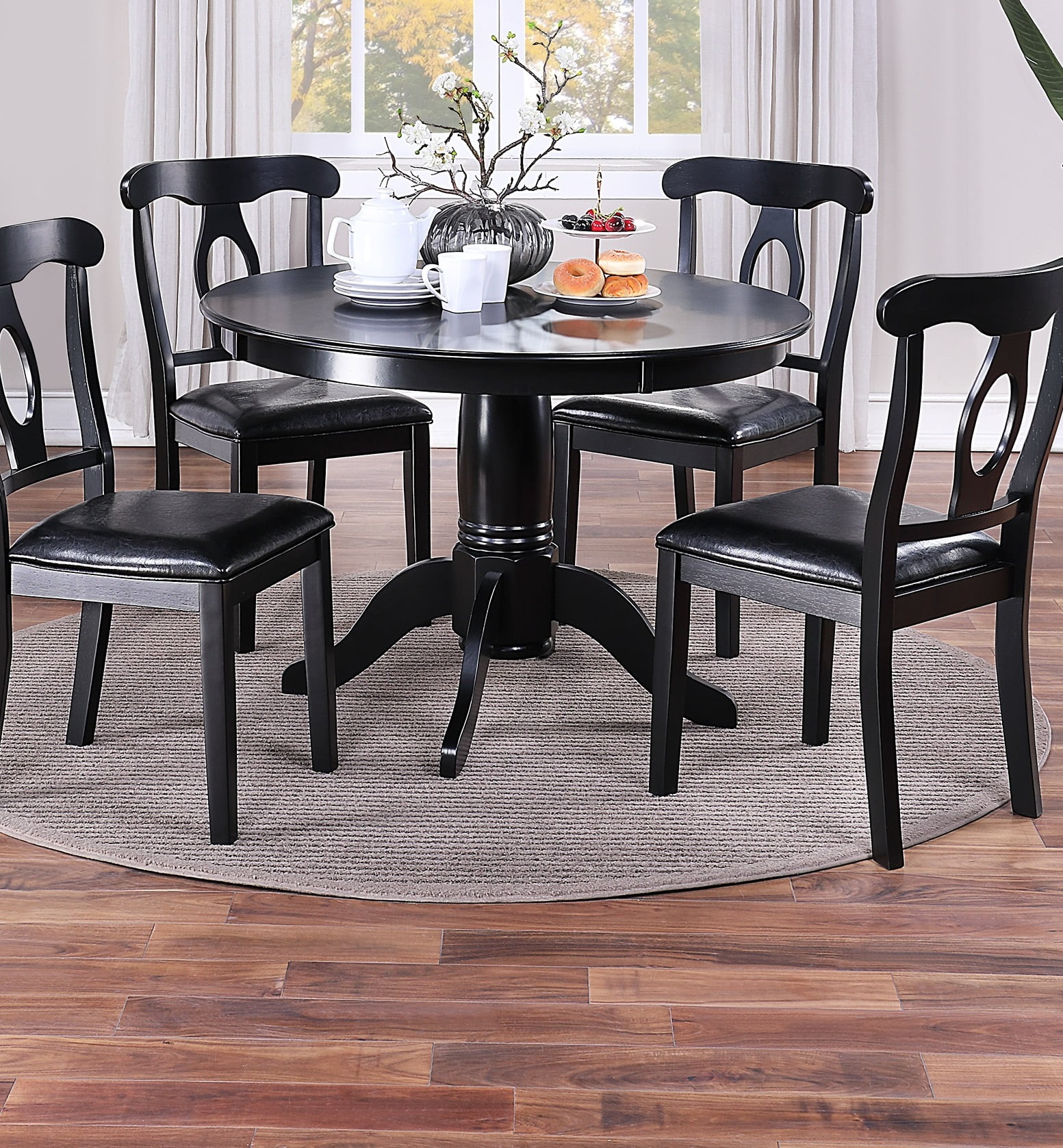 EUROCO 42" 5-Piece Round Dining Table Set,Kitchen Table Set with Solid ...