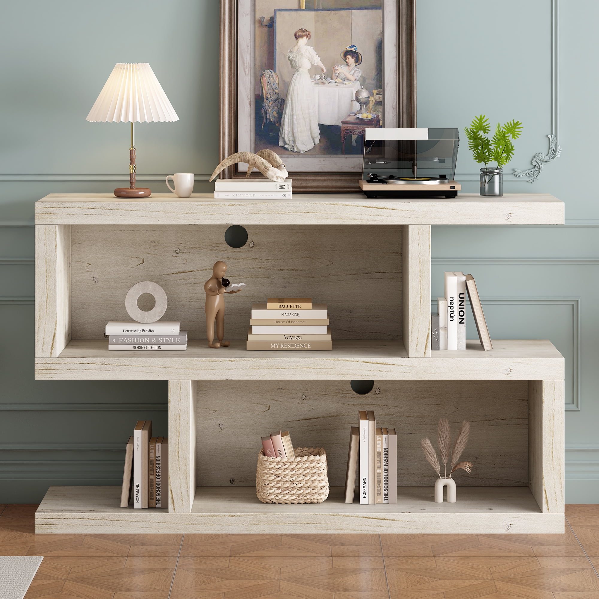 EUROCO 47.2" Long Console Table,Retro 3-Tier Sofa Table Entryway Table ...
