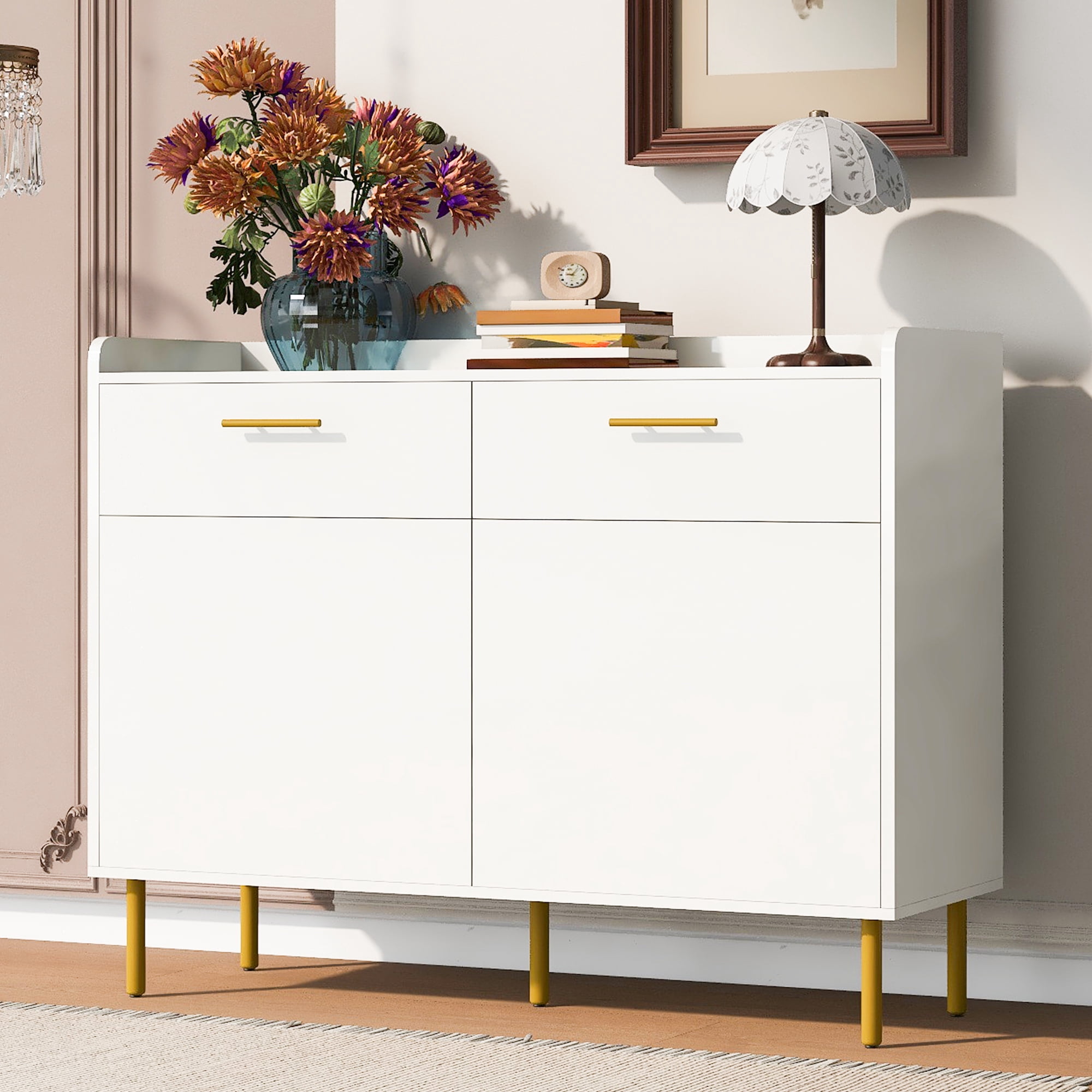 EUROCO 47.2'' Sideboard Storage Buffet Cabinet, MDF Buffet Cabinet with ...