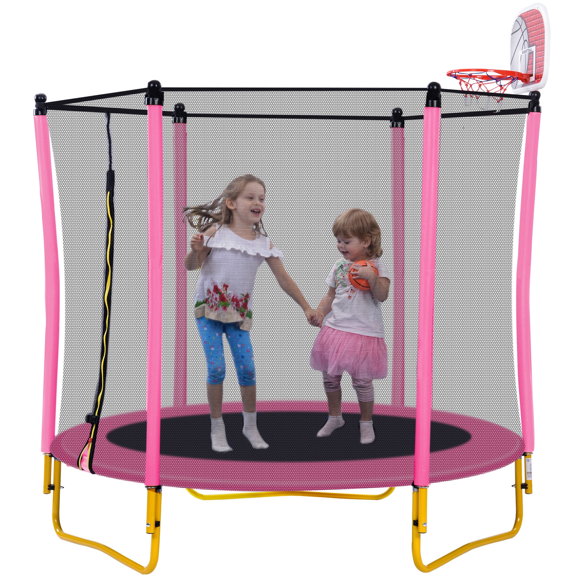 EUROCO 5.5FT Kids Trampoline with Basketball Hoop, Indoor & Outdoor ...