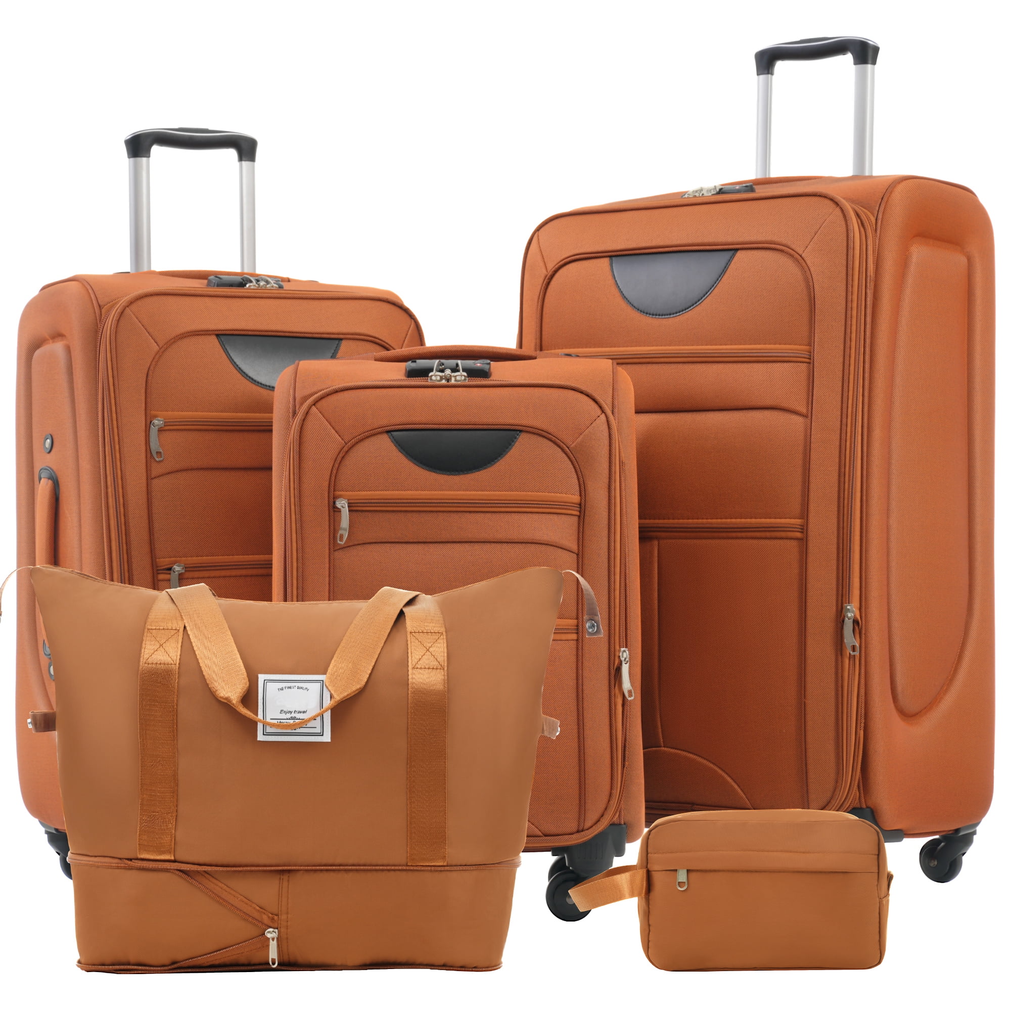 EUROCO 5 Piece Softside Luggage Set,Expandable Suitcase Set with Duffel ...
