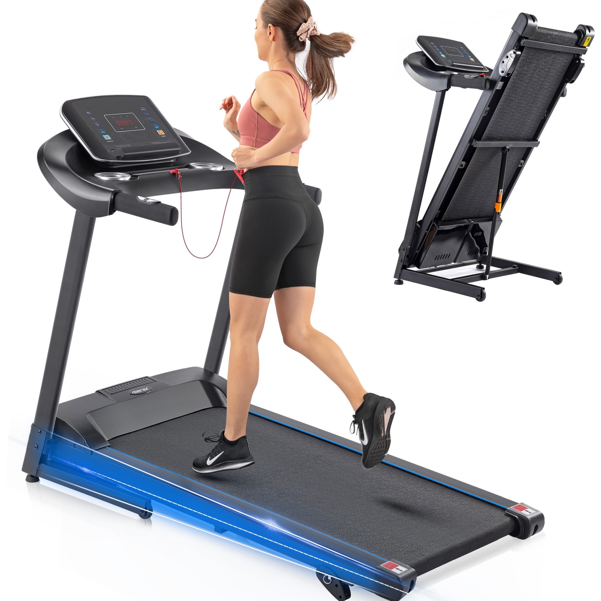 EUROCO 500LBS 3.5HP Folding Treadmill with 10mph Speed,57" Longer ...