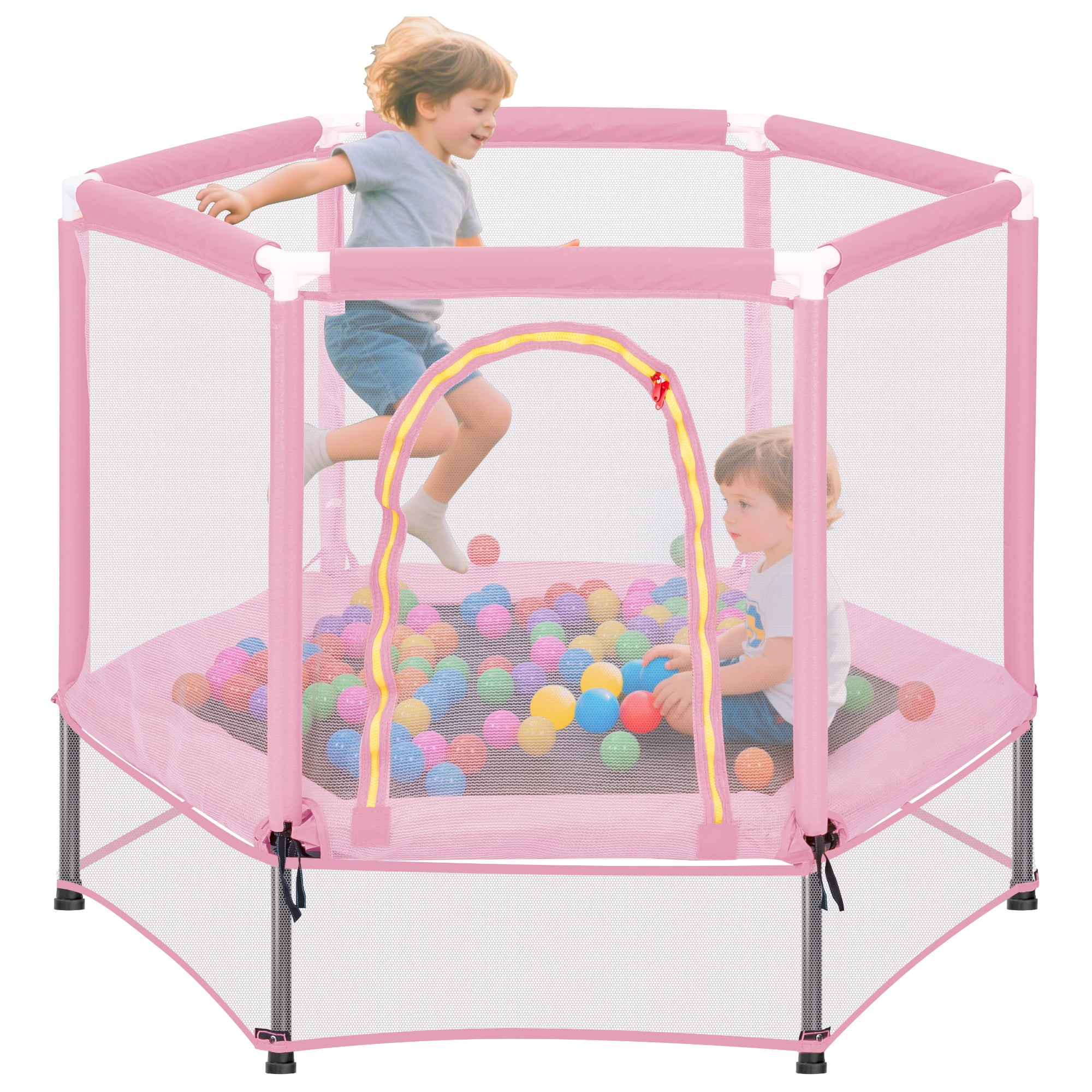 EUROCO 55" Mini Trampoline with Safety Enclosure Net, 4.5FT Indoor ...