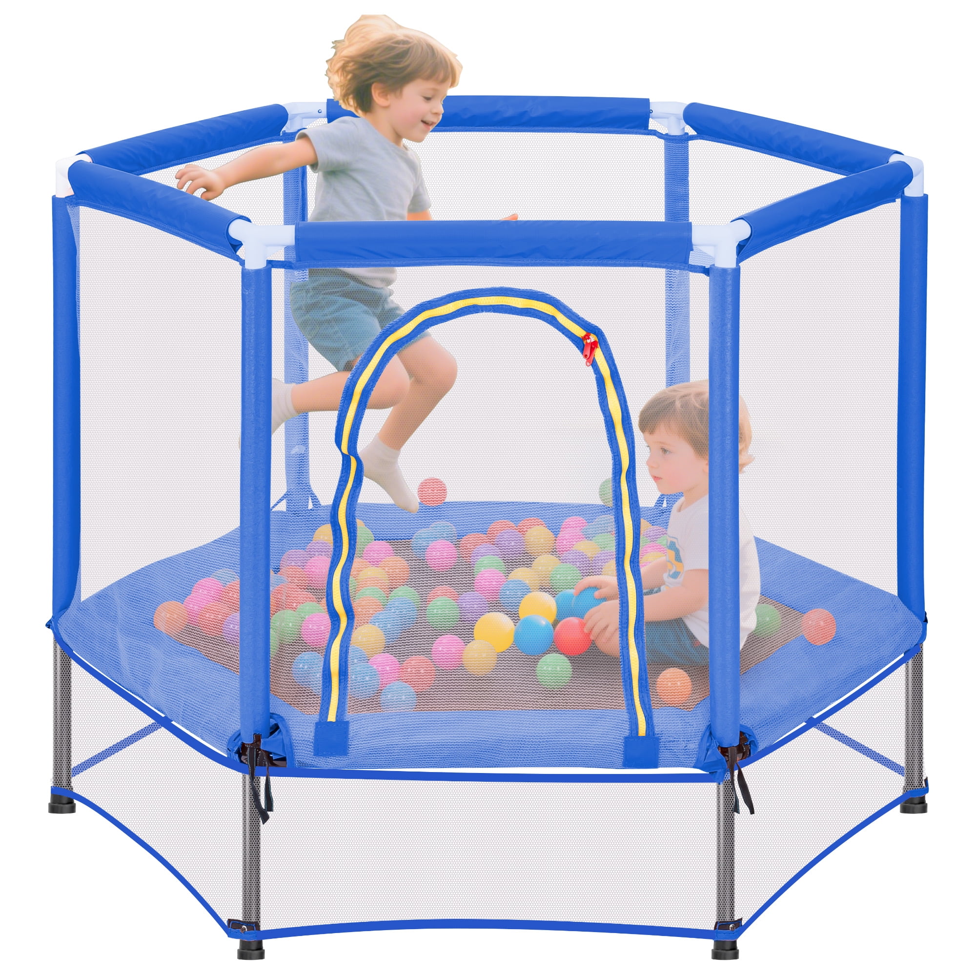 EUROCO 55" Mini Trampoline with Safety Enclosure Net, 4.5FT Indoor ...