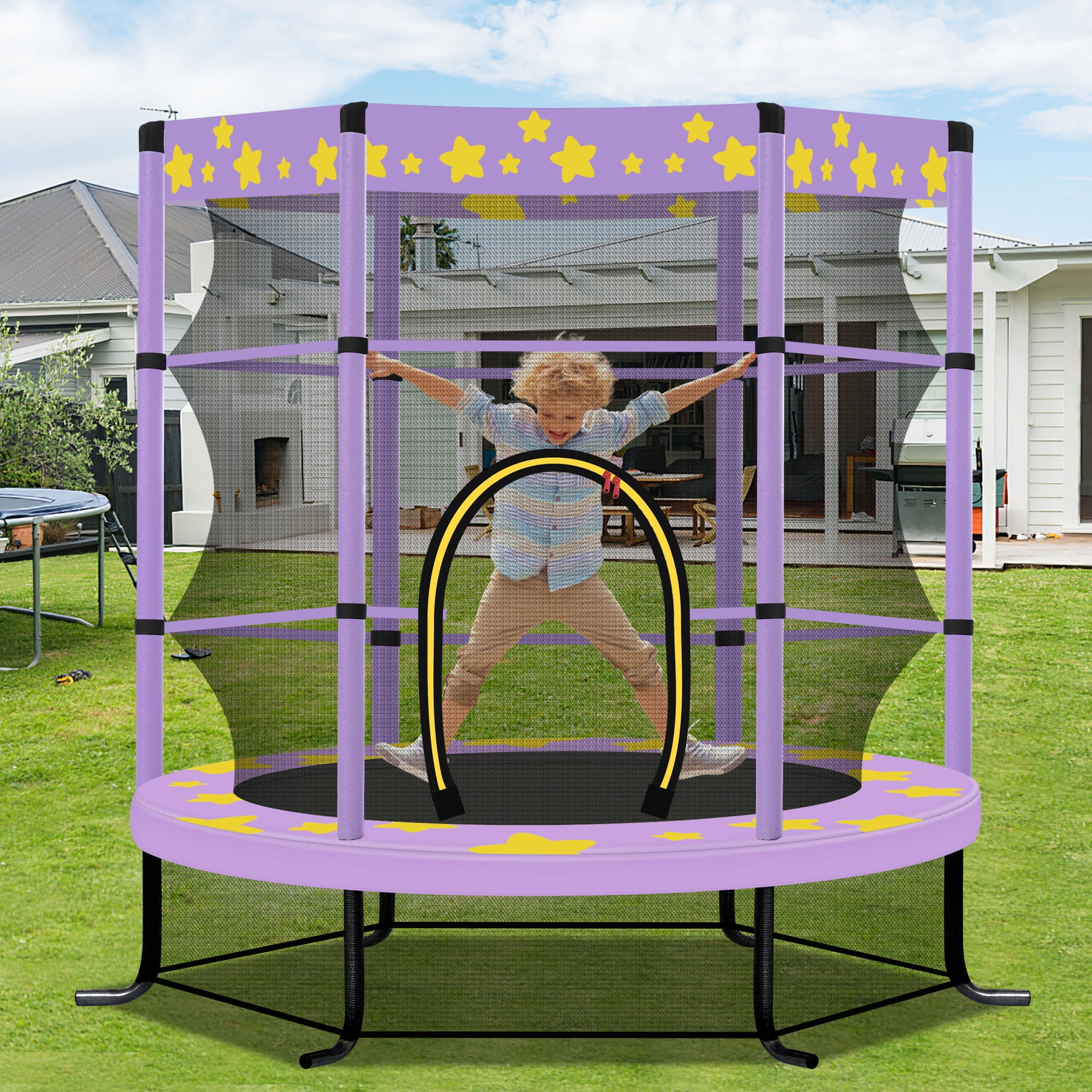 EUROCO 55'' Trampoline for Kids, Toddlers Trampoline with Enclosure Net ...
