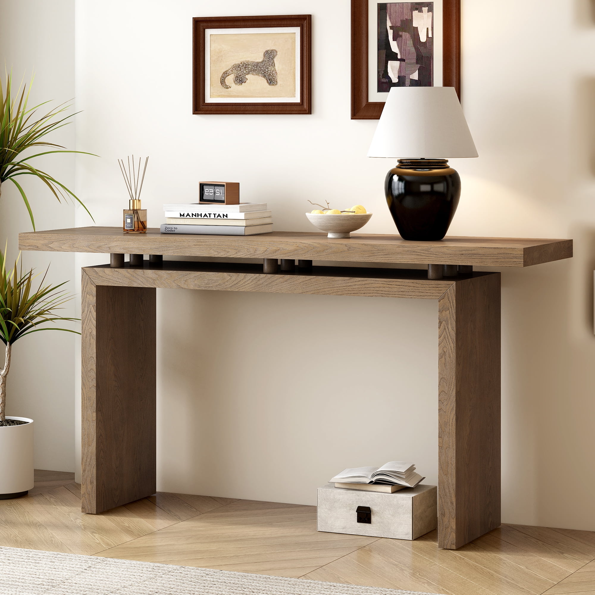 EUROCO 59.1" Wood Console Table,Modern Entryway Table Narrow Long Sofa ...