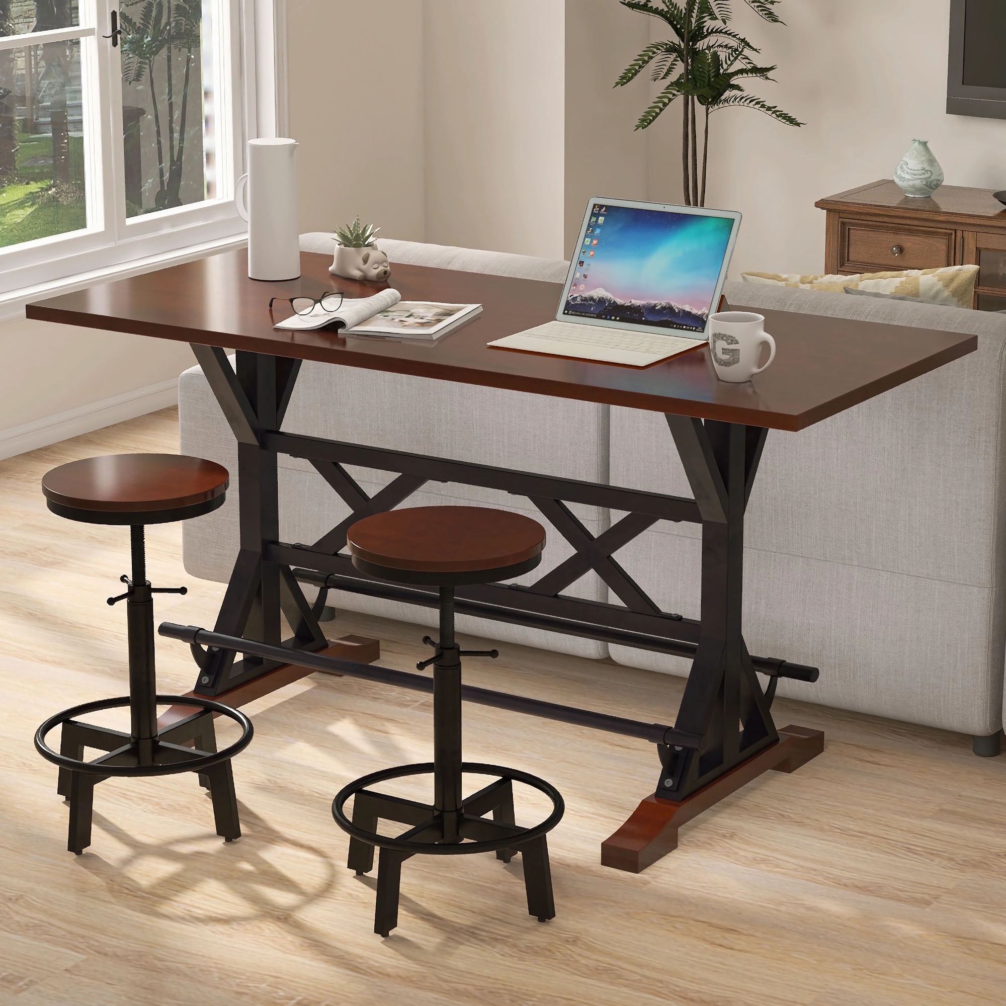 EUROCO 59" Longer 3 Pieces Dining Set for 2,Kitchen Breakfast Table Set ...