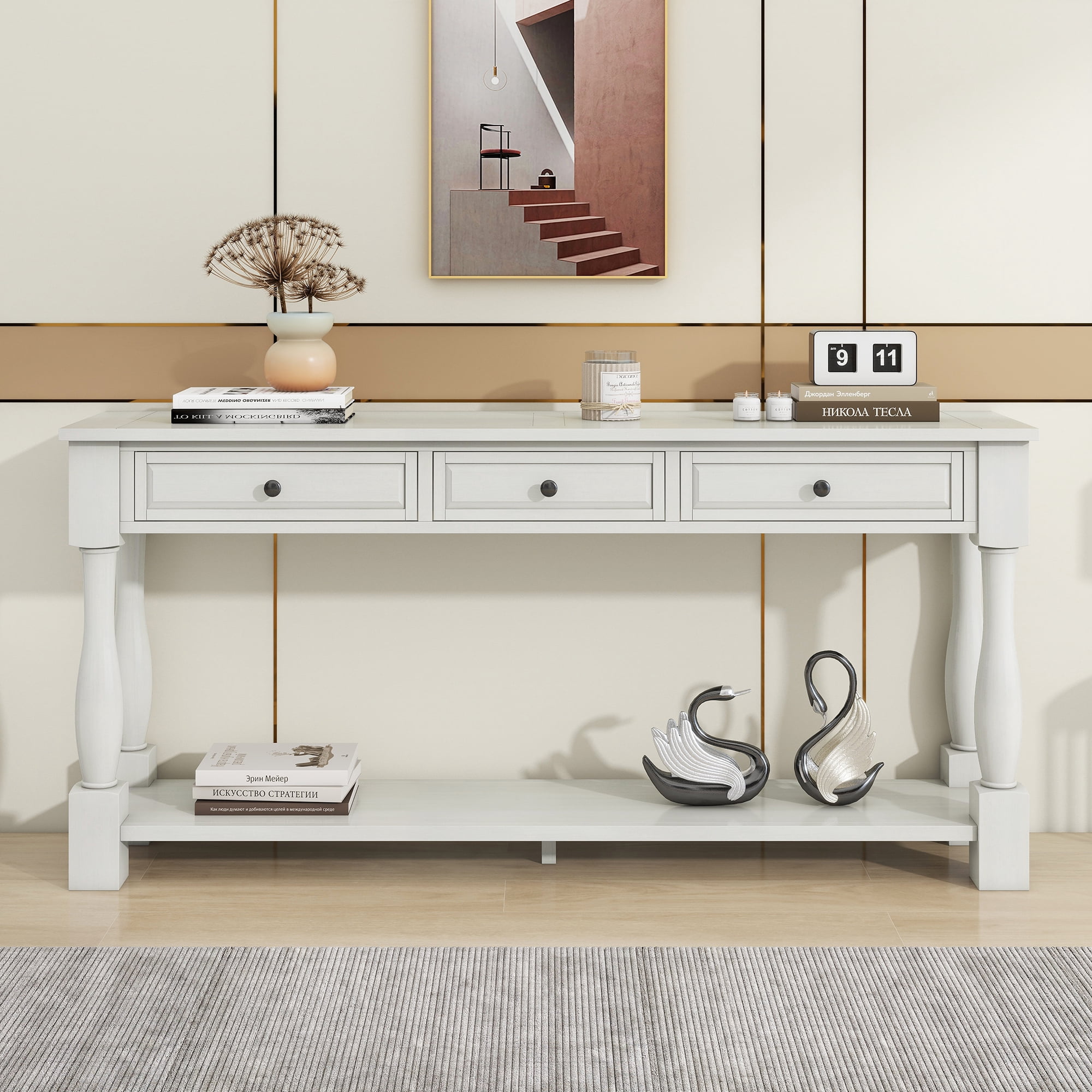 Free Shipping! Euroco 63 Inch Console Table with 3 Drawers and Shelf ...