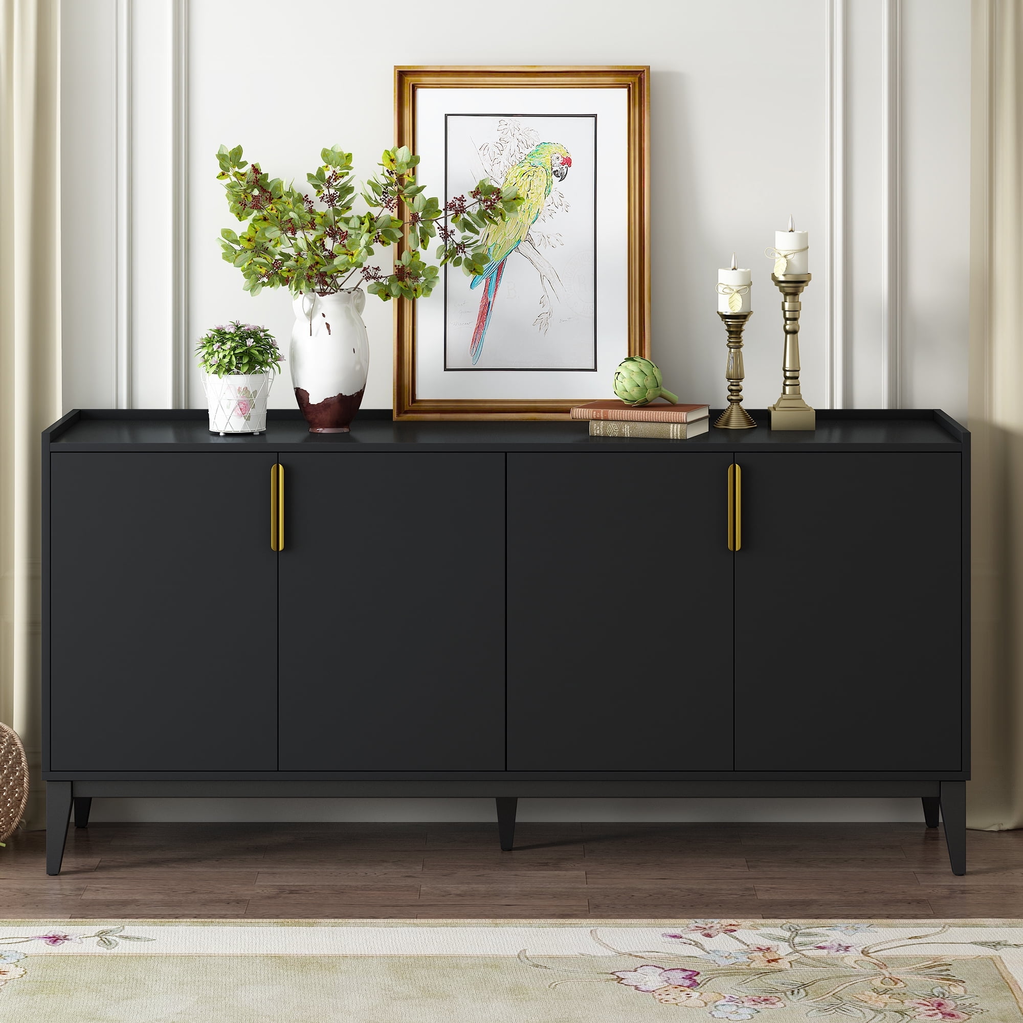 EUROCO Sideboard Cabinet - Storage & Adjustable Shelves - Walmart.com