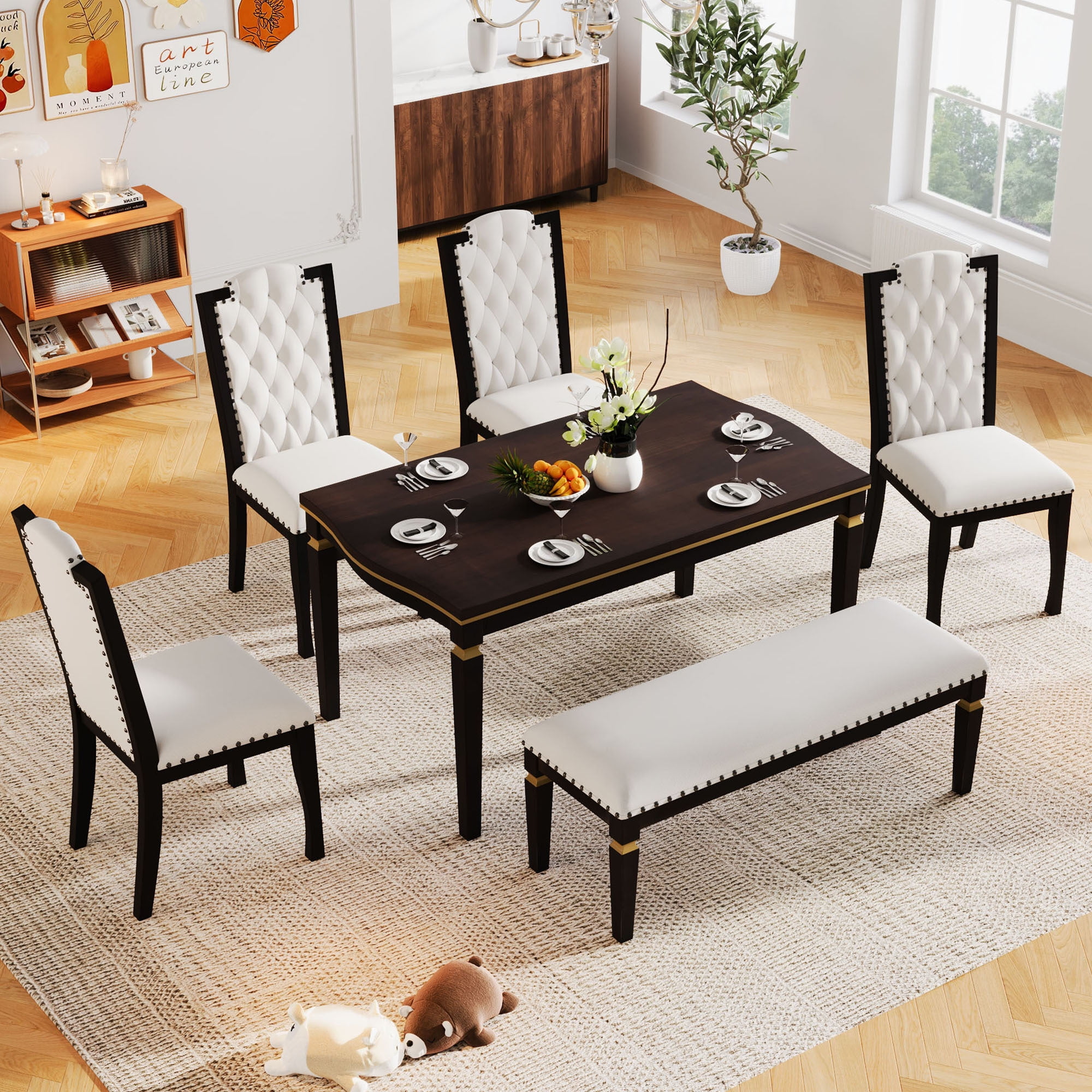 EUROCO 6PCS Dining Table Set for 6,62.7” Dining Room Table Set with ...