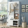 Euroco 70" Hall Tree Entryway Storage Bench Coat Rack, 6 Hooks ...
