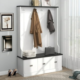 EUROCO 47.2"W Large Entryway Hall Tree with Storage Bench and Coat Rack ...