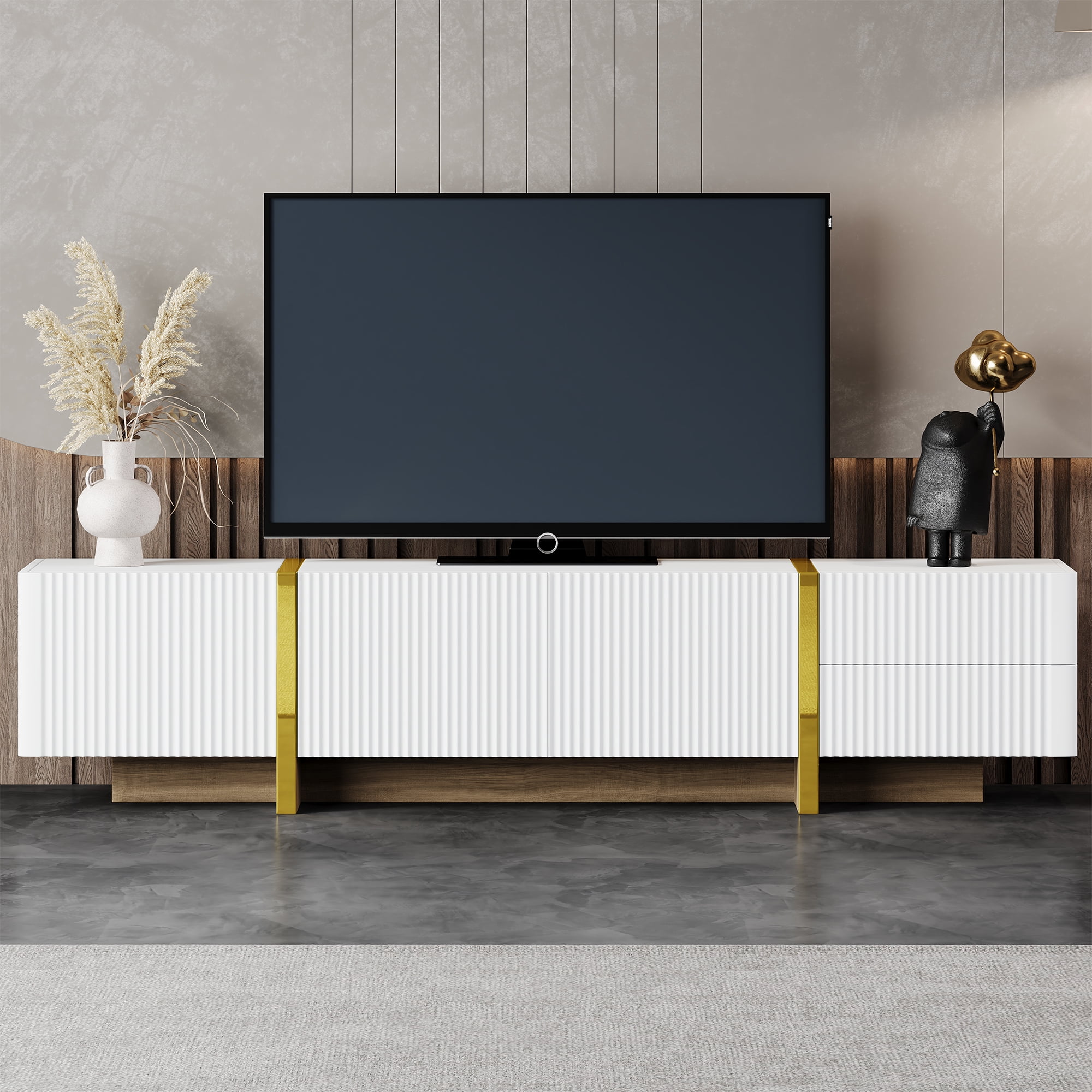 EUROCO 74.7 TV Stand - Modern Entertainment Center - 75/80 inch TV ...
