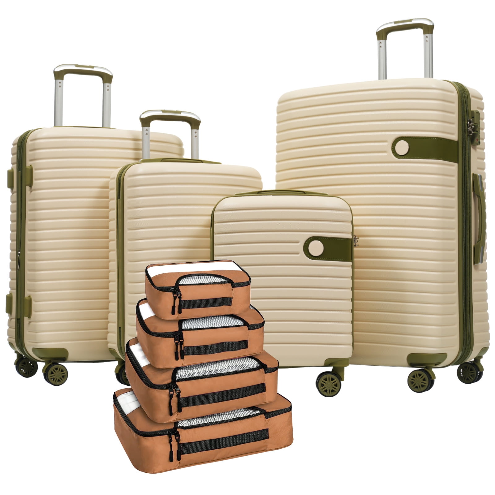 EUROCO 8 Piece Luggage Set, Expandable ABS Durable Suitcase Sets with 4 ...