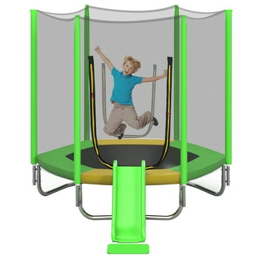 Bounce Pro 7-Foot Trampoline Hexagon for Kids (3-10), Blue/Green, UV ...