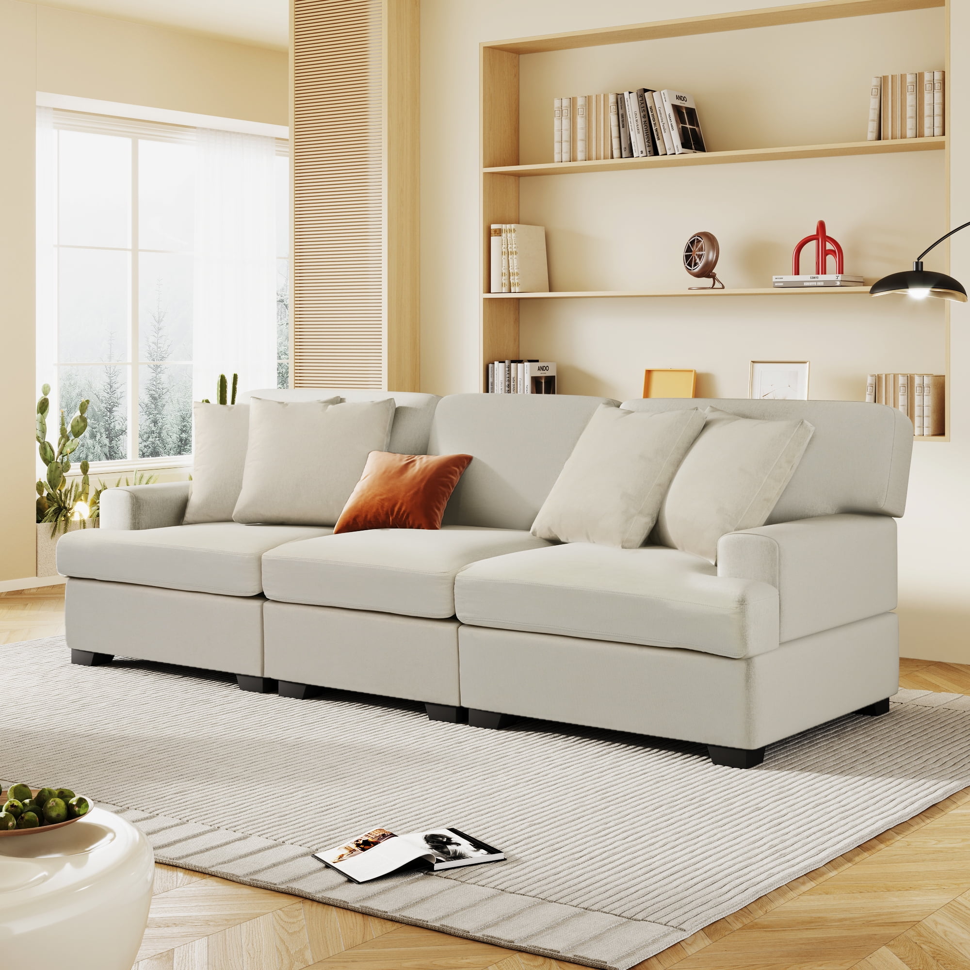 EUROCO 88.5" Sofa,Comfy Sofa Couch with Extra Deep Seats and 4 Pillows ...