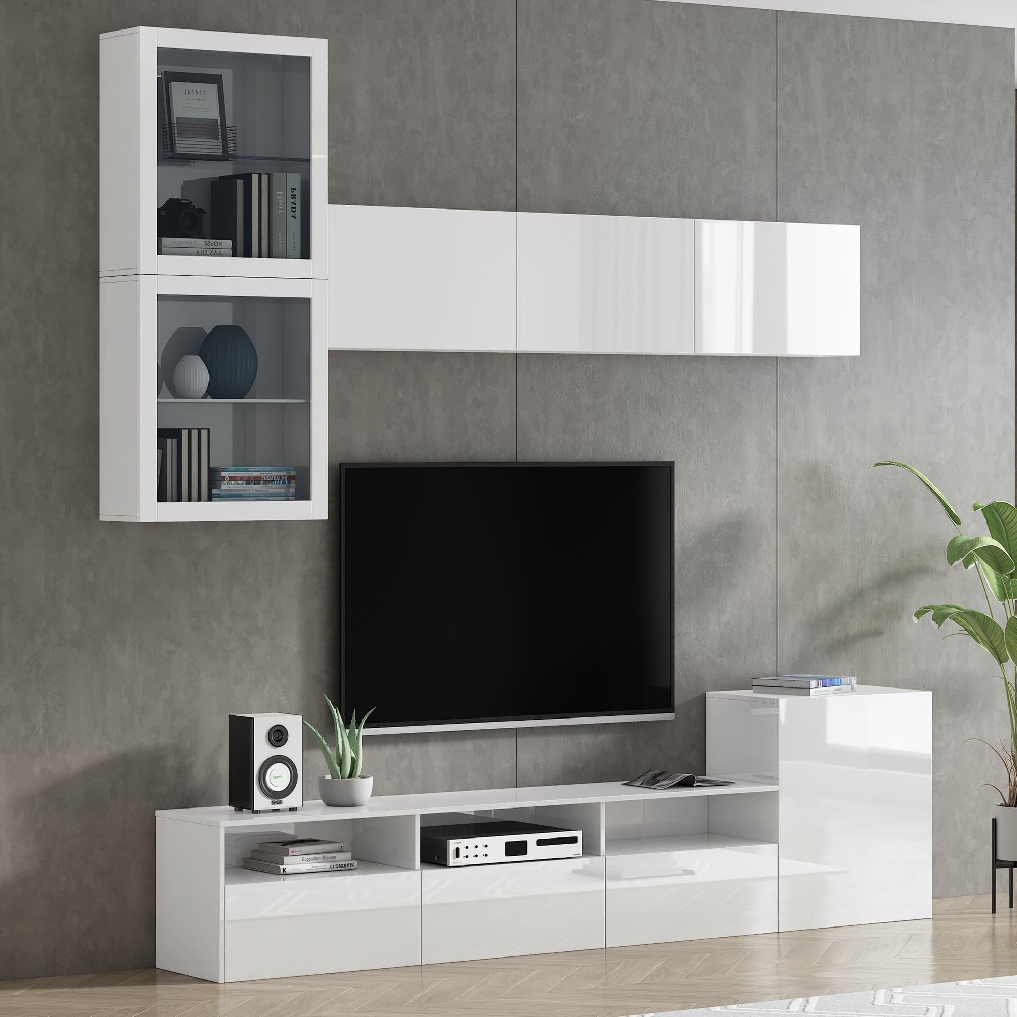 EUROCO 93" Longer Floating TV Stand Media Console for TVs Up to 75 ...