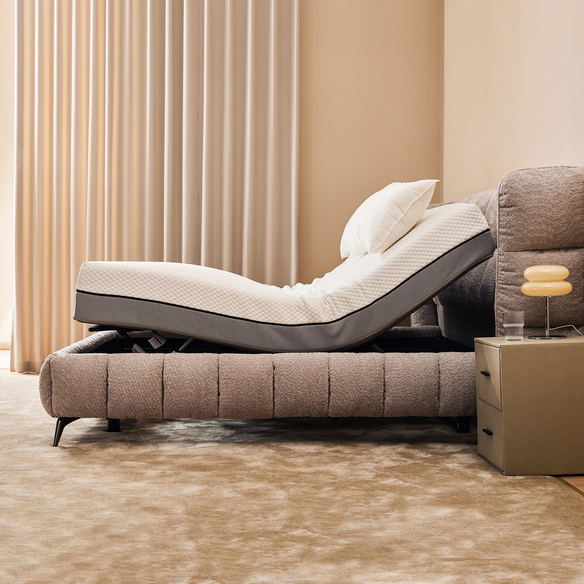 EUROCO Adjustable Bed Base, Queen Size Platform Bed Frame with Inclined ...