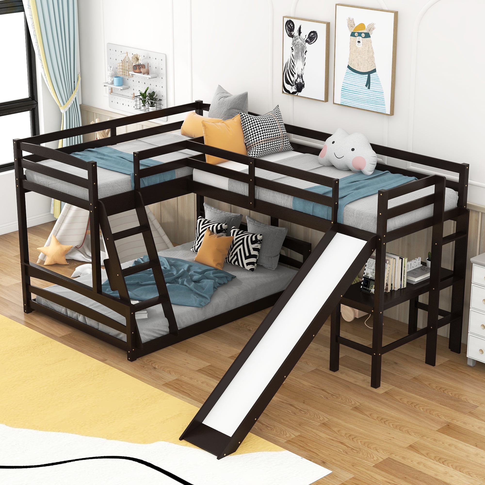 Bunk Bed With Slide And Desk
