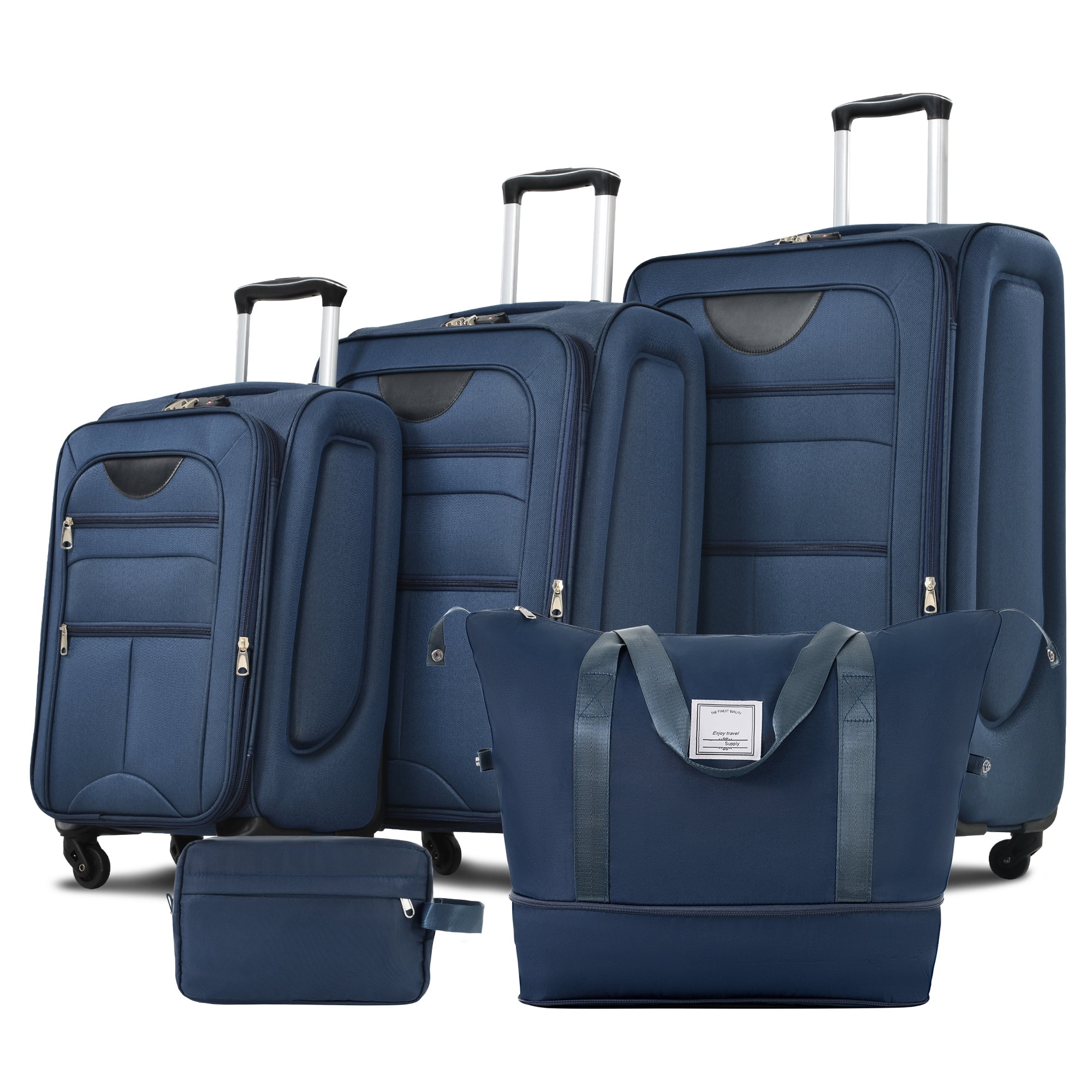EUROCO Lightweight Durable Suitcase Sets with 2 Duffel Bags, Upright Spinner Wheels and TSA Lock ...