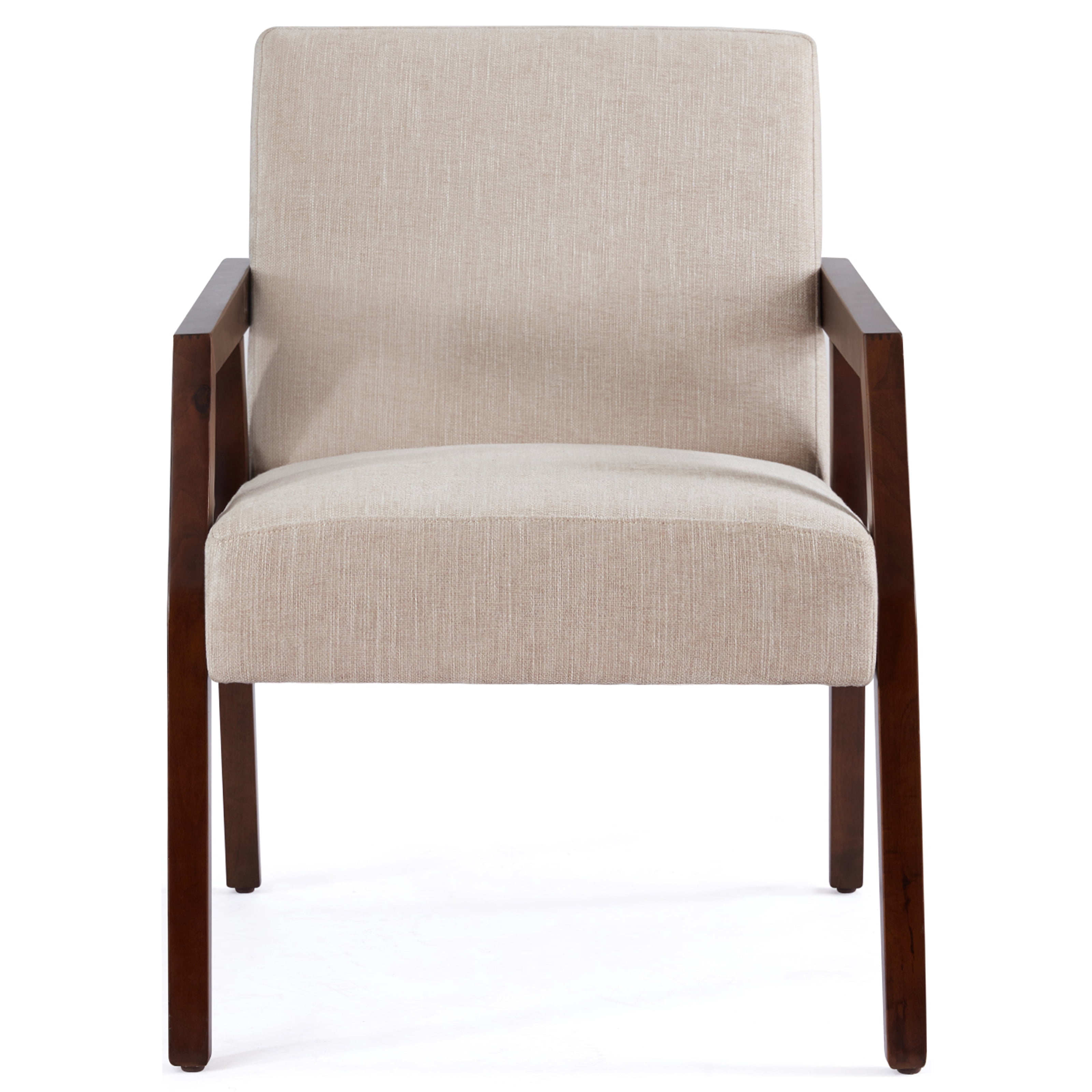 EUROCO Minimalist Lounge Arm Chair with White Upholstery and Solid Wood ...