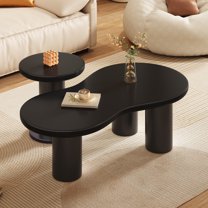 Lartis Round Rock Slab Coffee Table Set, Retractable Thoughtful Design ...