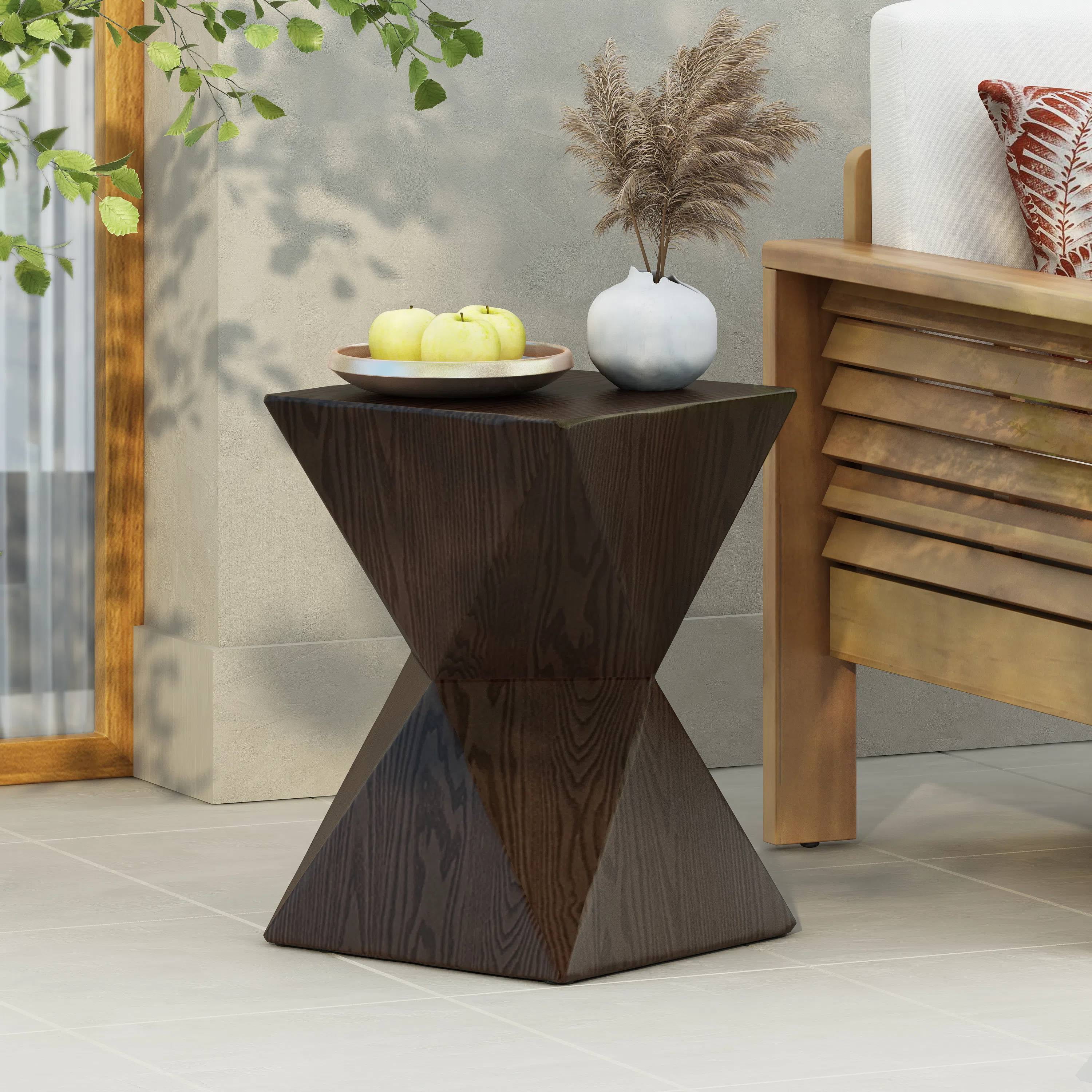EUROCO Outdoor Weight Concrete Side Table,Concrete Accent Table with ...