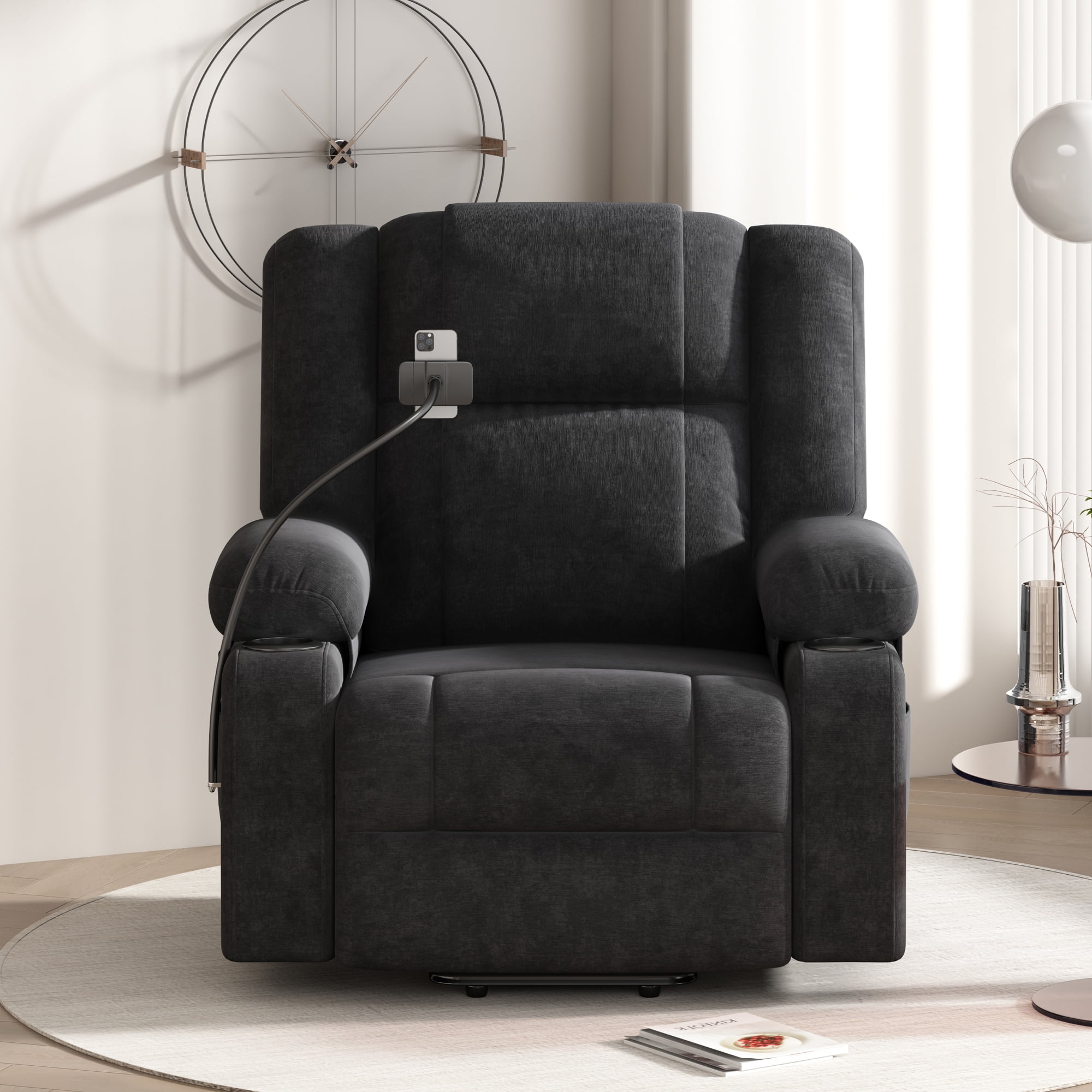 EUROCO Power Lift Recliner Chair, Chenille Recliners for Elderly ...
