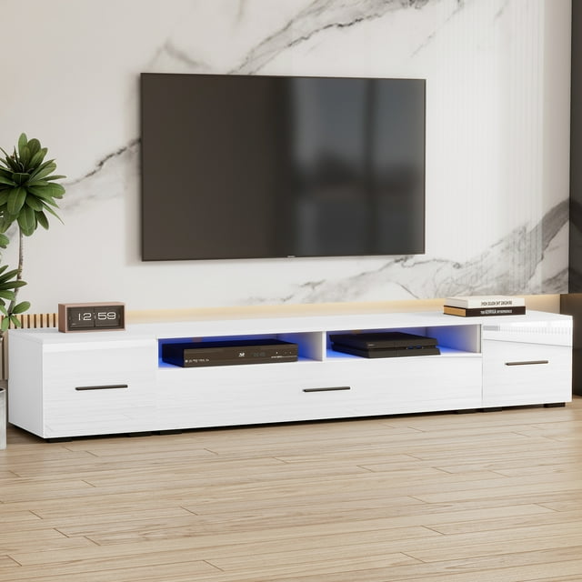 "EUROCO Modern Universal TV Stand for 90""+ TVs, High Gloss ...