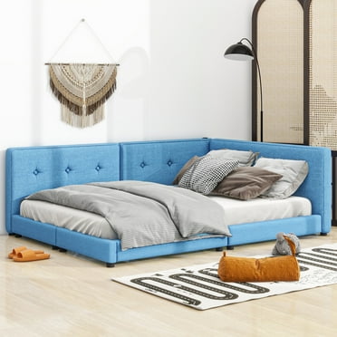 Churanty Full Size Daybed with Trundle, Teddy Fleece Full Upholstered ...