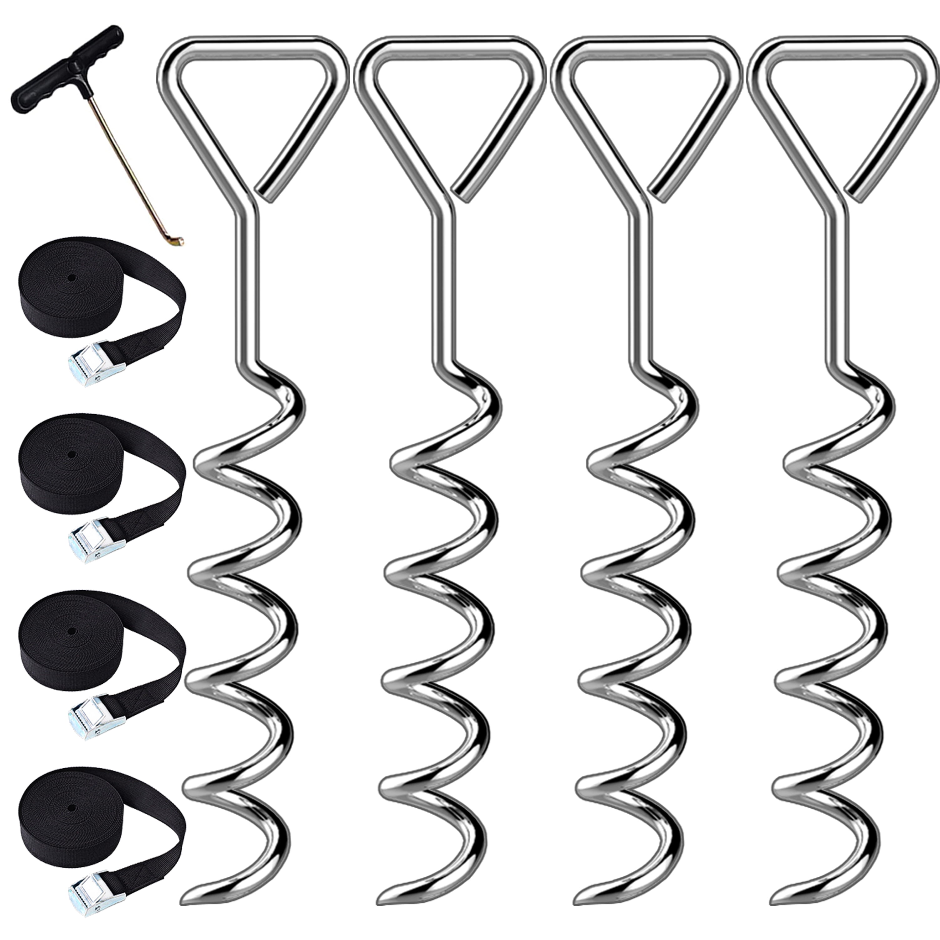 EUROMAX Heavy Duty Ground Anchors Trampoline Stakes Corkscrew Shape ...
