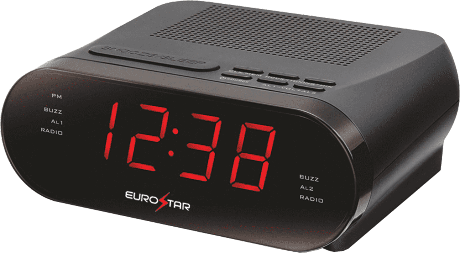 EUROSTAR CR909 Alarm Clocks, Dual Alarm AM/FM, Black - Walmart.com