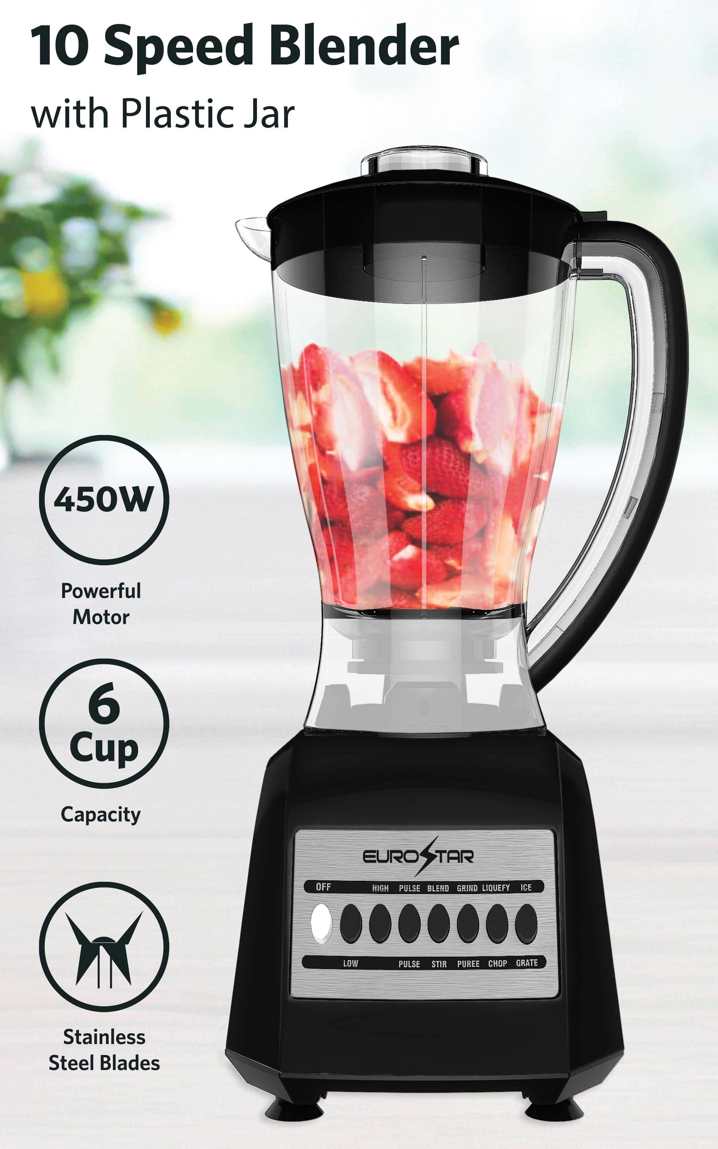 EUROSTAR Plastic Jar Blender, 6 Cup - Walmart.com