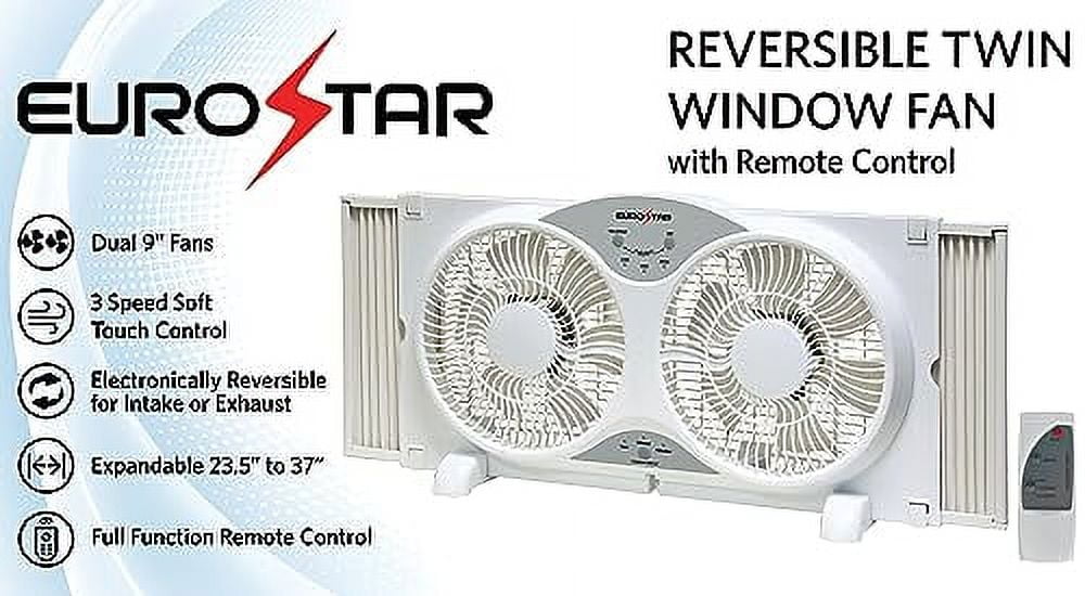 "EUROSTAR FWF9262 Dual 9"" Reversible Twin Window Fan with Exhaust ...