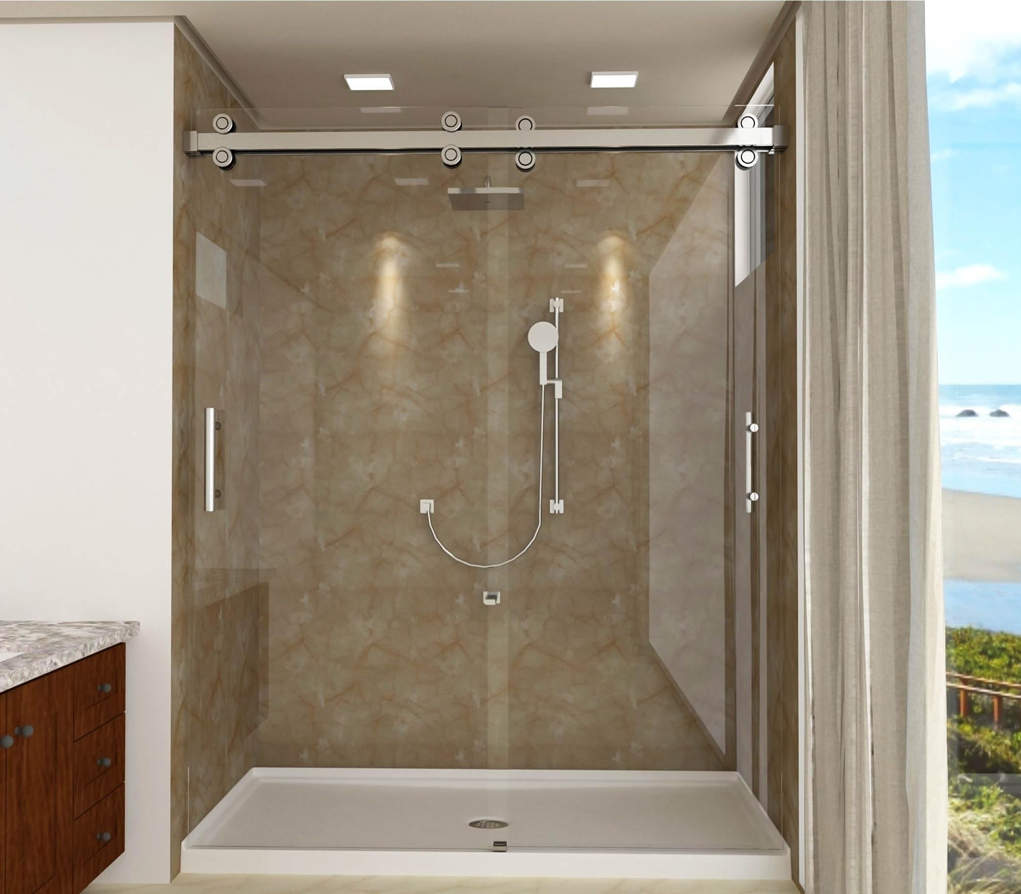 EUROTECH SHOWERS Isabella Frameless Shower Doors 56.5-60" Width x 78 ...
