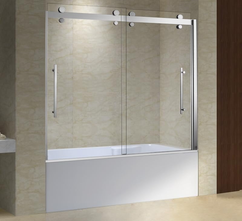 EUROTECH SHOWERS La Jolla Frameless Shower Doors 56.5-60" Width x 66 ...